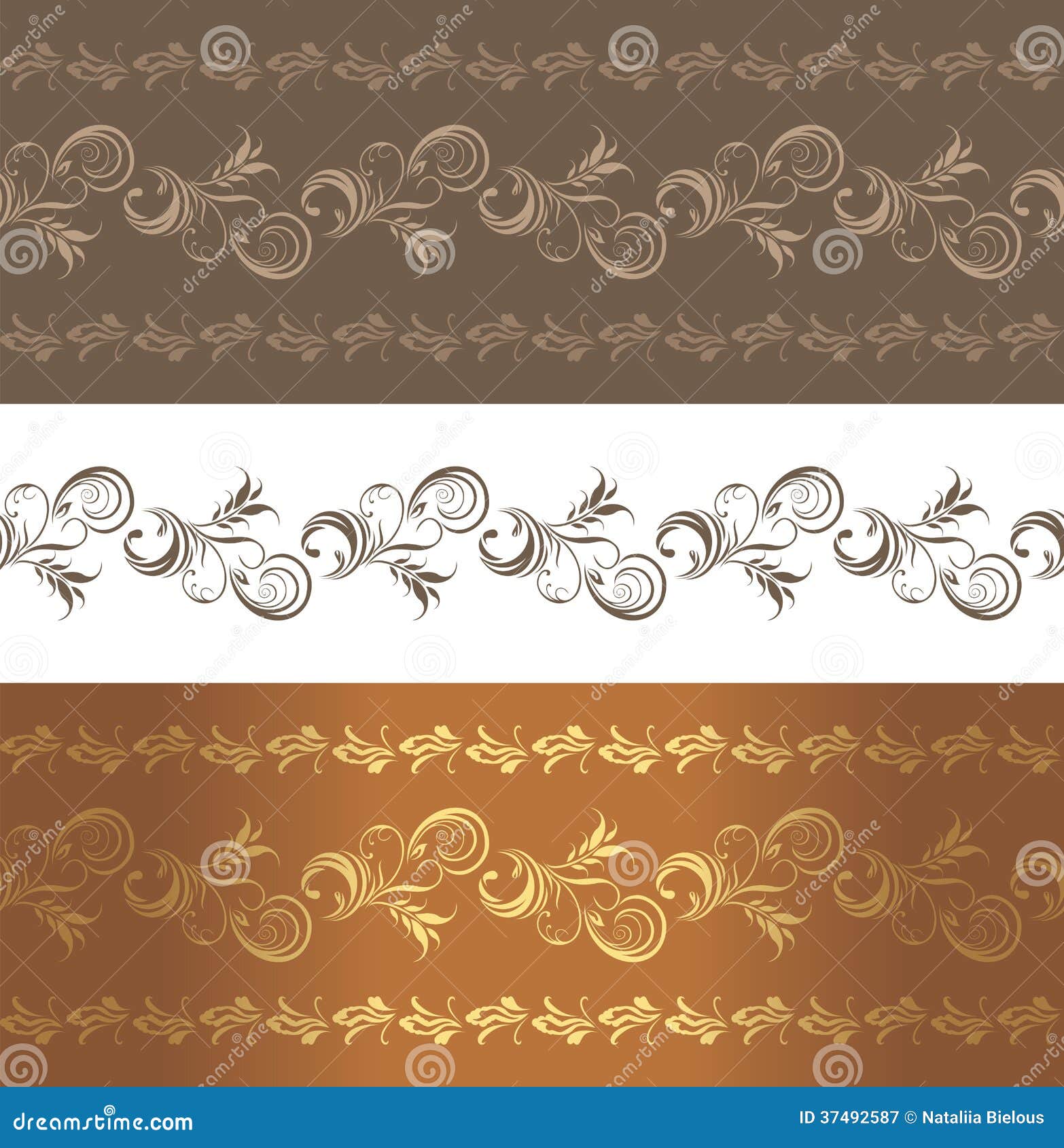 Ornamental brown borders stock vector. Illustration of baroque - 37492587