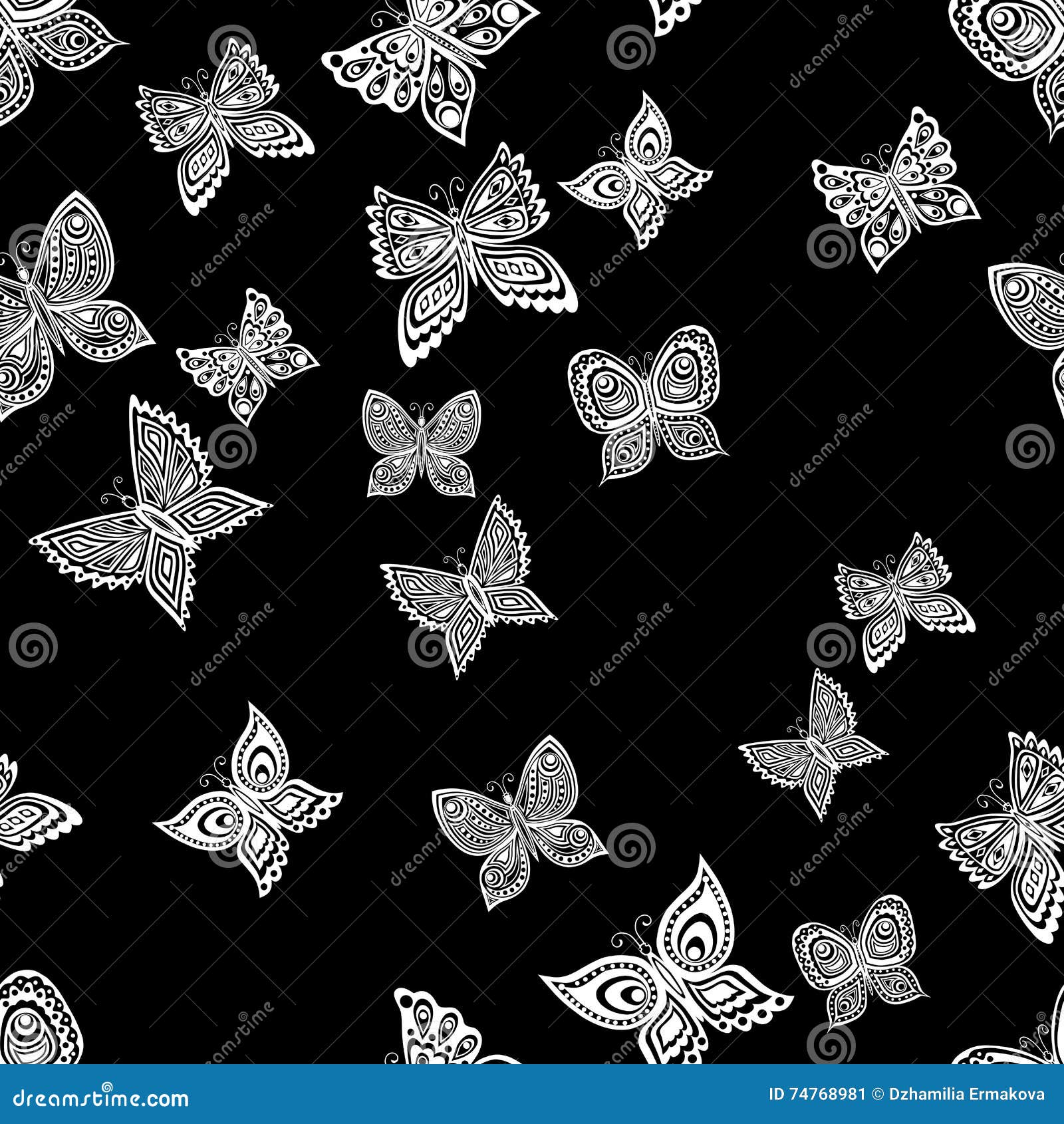 Ornamental Butterflies Pattern Stock Vector - Illustration of ...