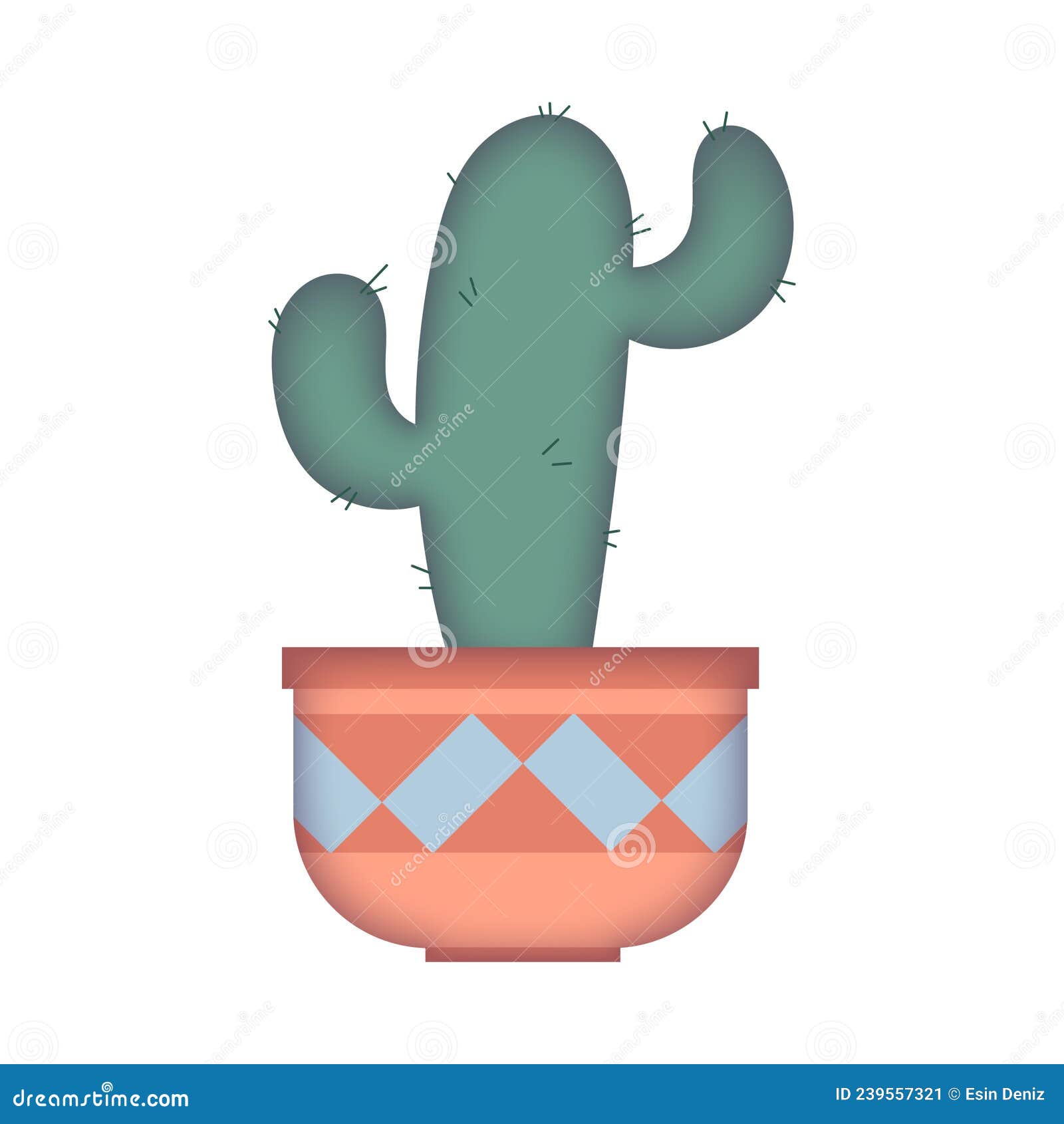 Ornamental Cactus in Pot Cartoon Illustration Stock Illustration ...