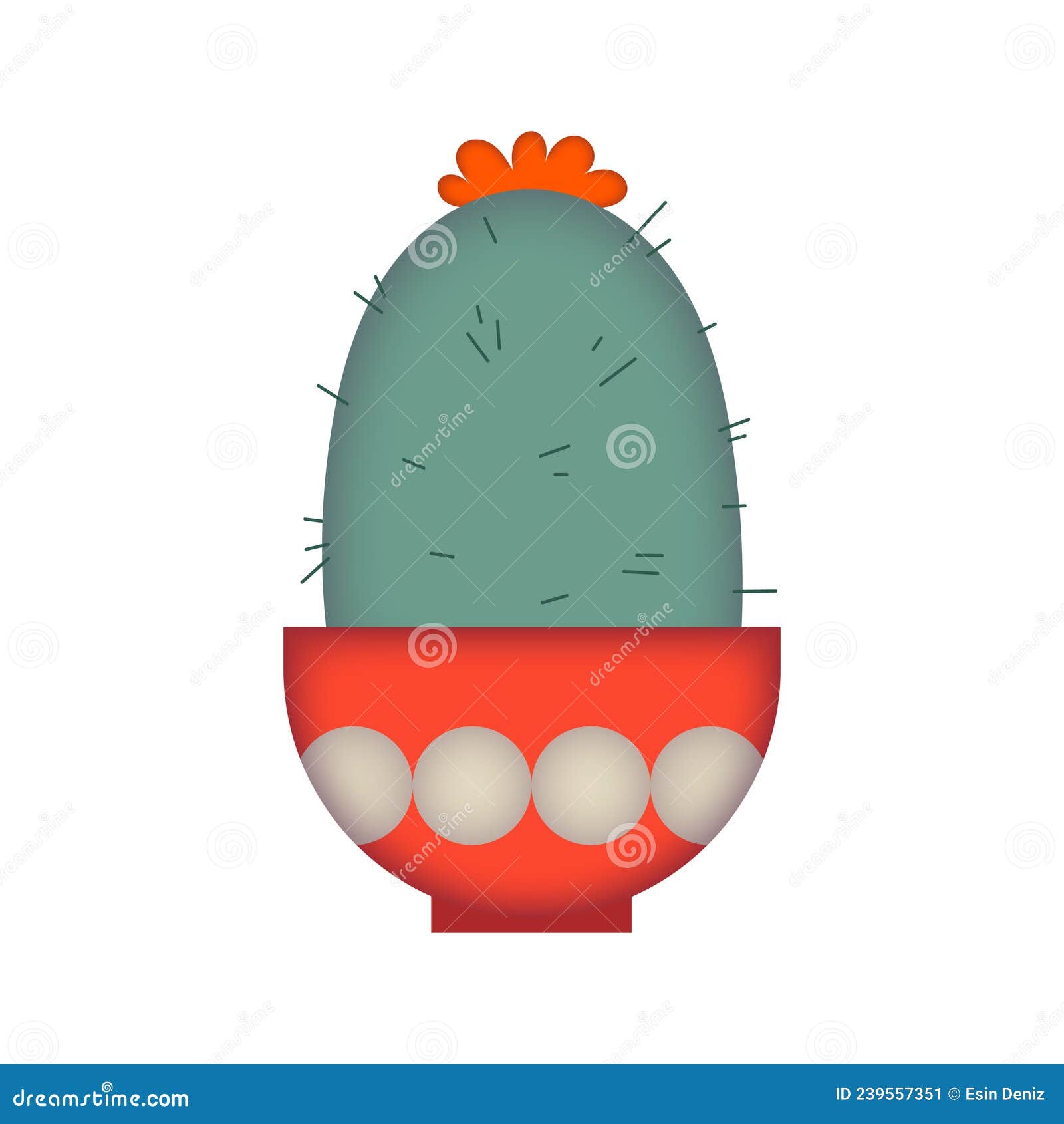 Ornamental Cactus in Pot Cartoon Illustration Stock Illustration ...