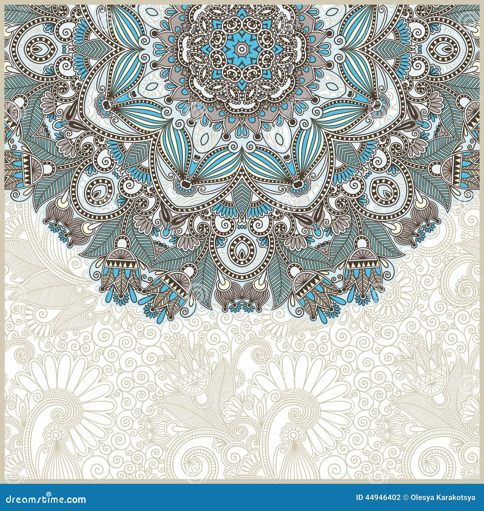 Ornamental Circle Template with Floral Background Stock Vector ...