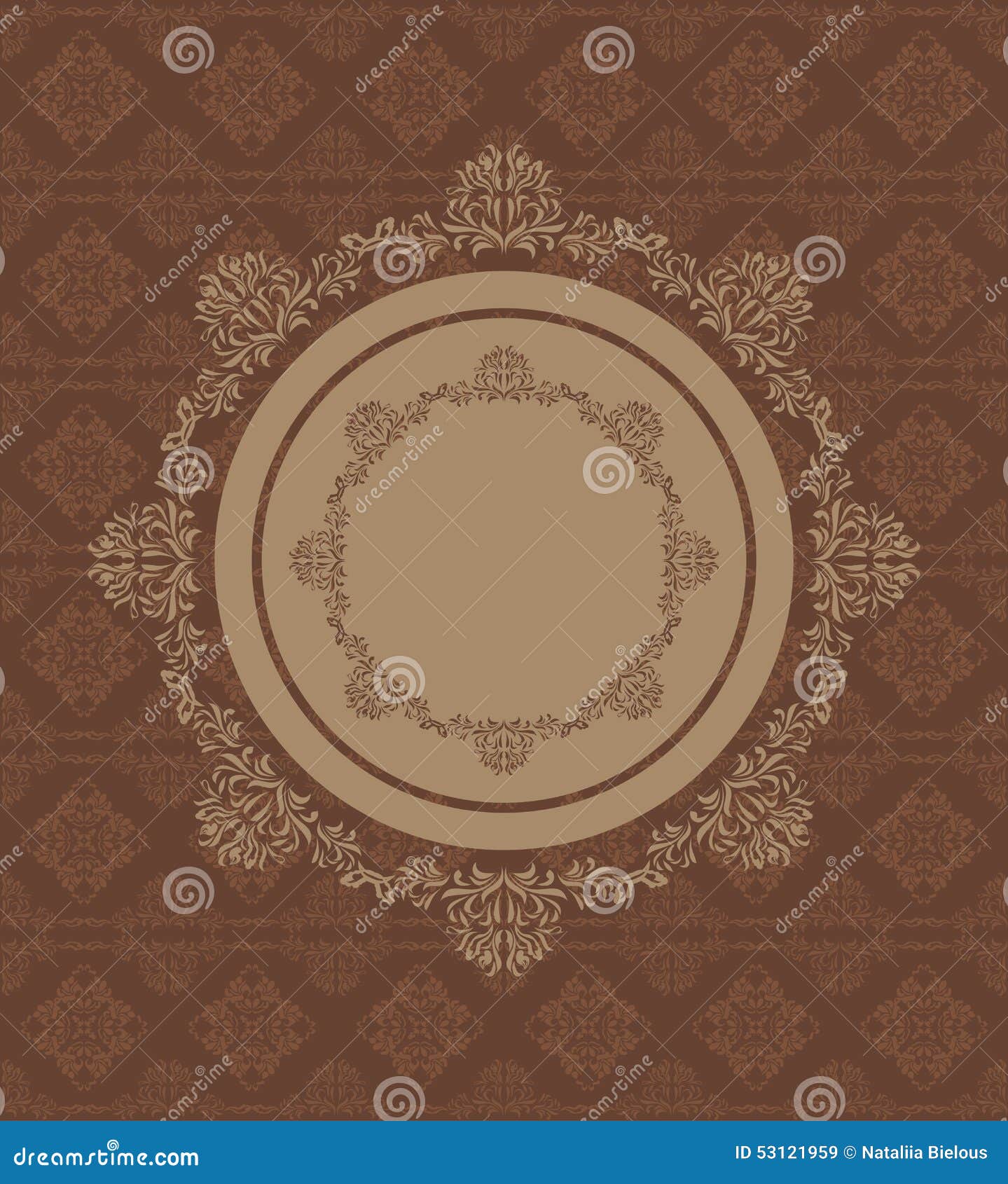 Ornamental Circular Element on a Seamless Dark Brown Background Stock ...