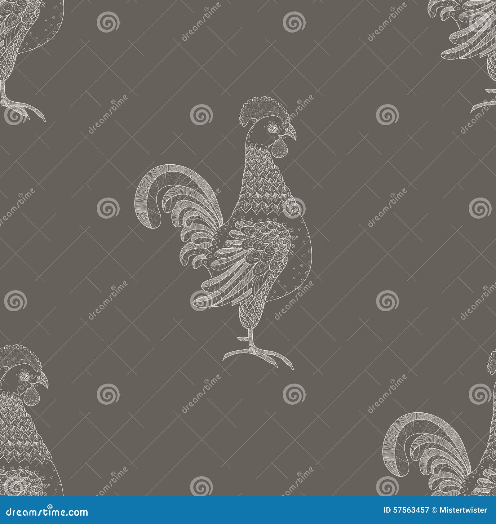 Ornamental Cockerel Background. Vector Seamless Stock Vector ...