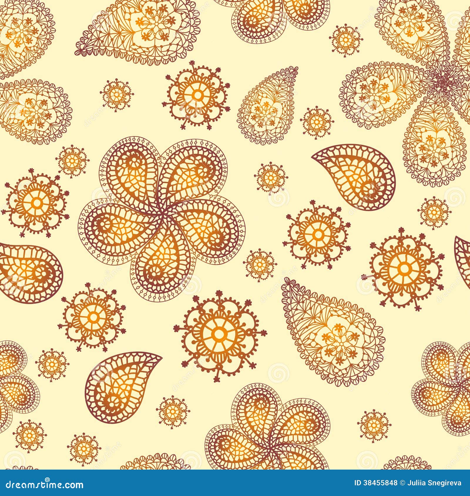 Ornamental Colored Seamless Floral Pattern Stock Vector - Illustration ...