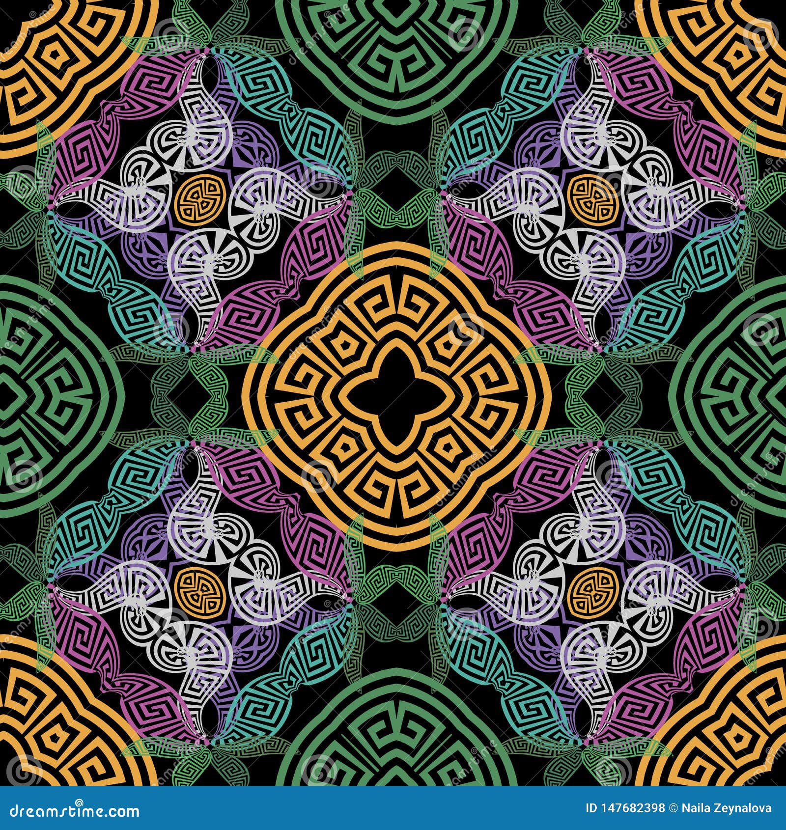 Ornamental Colorful Greek Vector Seamless Pattern. Abstract Ethnic ...