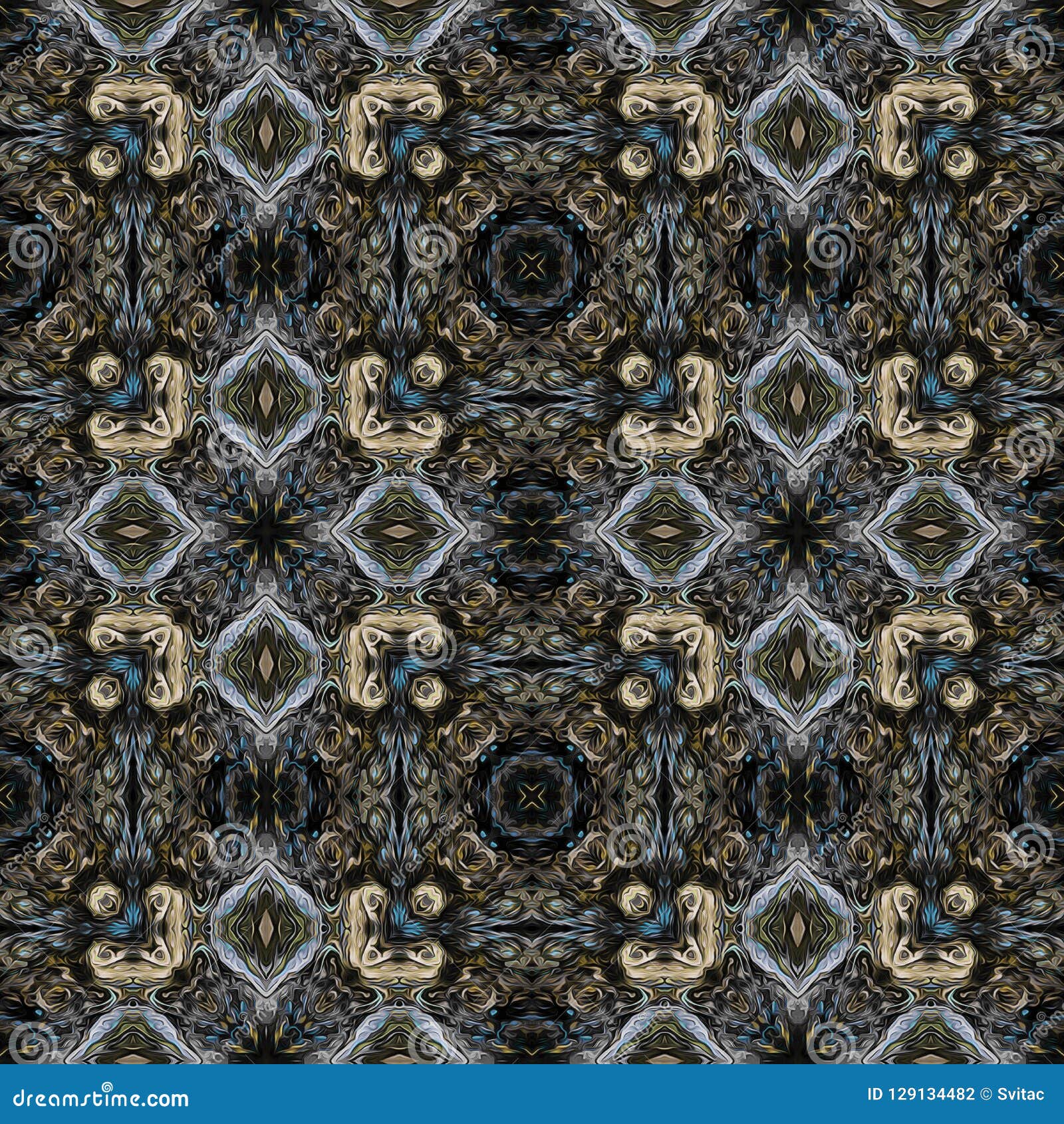 Ornamental Colourful Seamless High Resolution Pattern in Blue and Brown ...