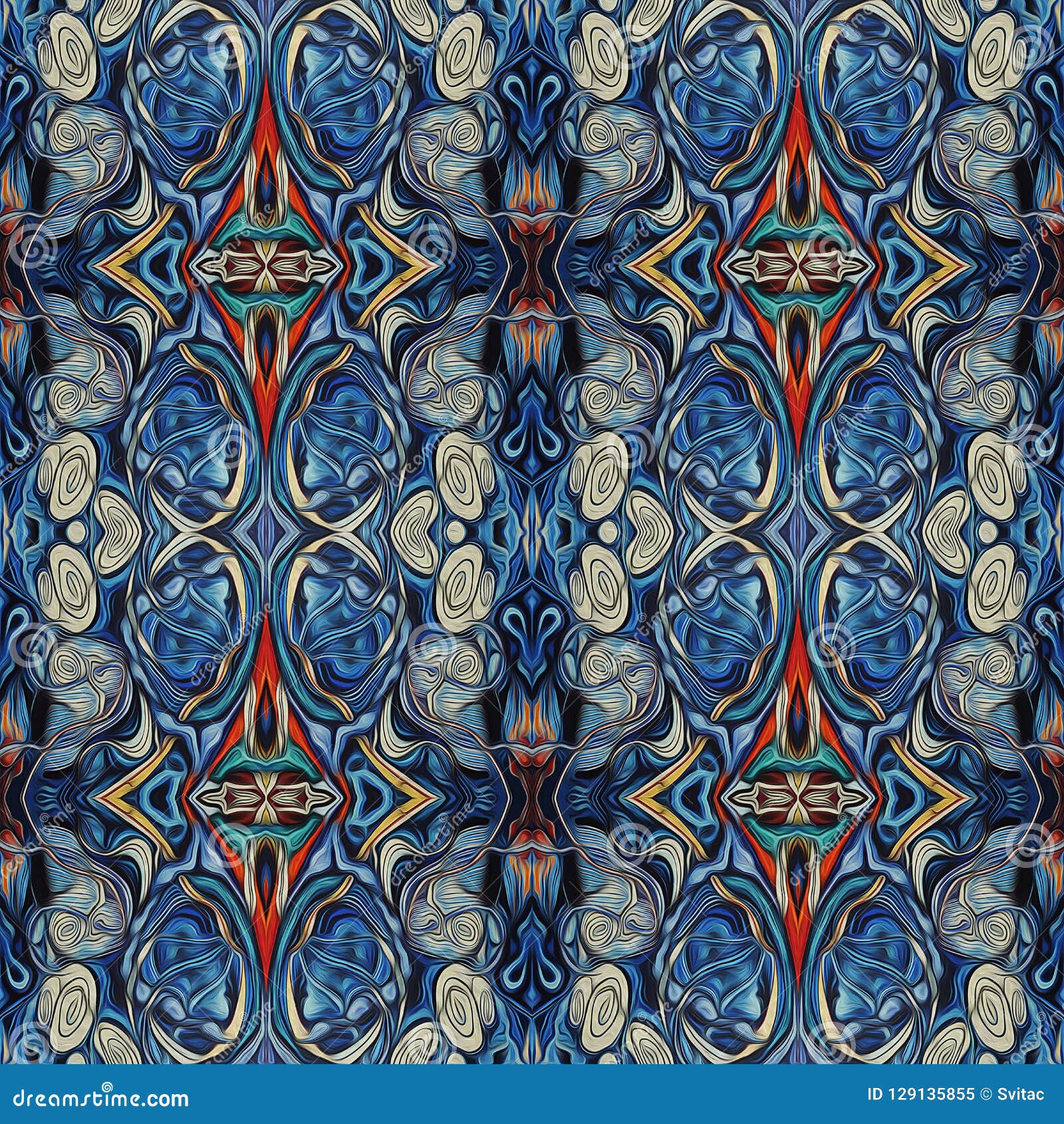 Ornamental Colourful Seamless High Resolution Pattern in Blue, Red and ...