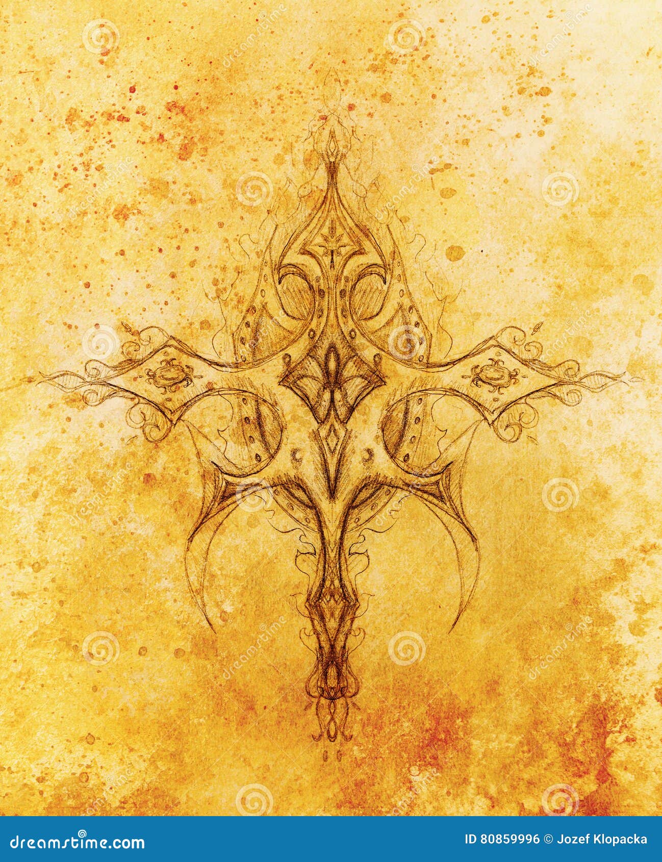 Ornamental Cross Drawing. Original Hand Draw and Computer Collage ...