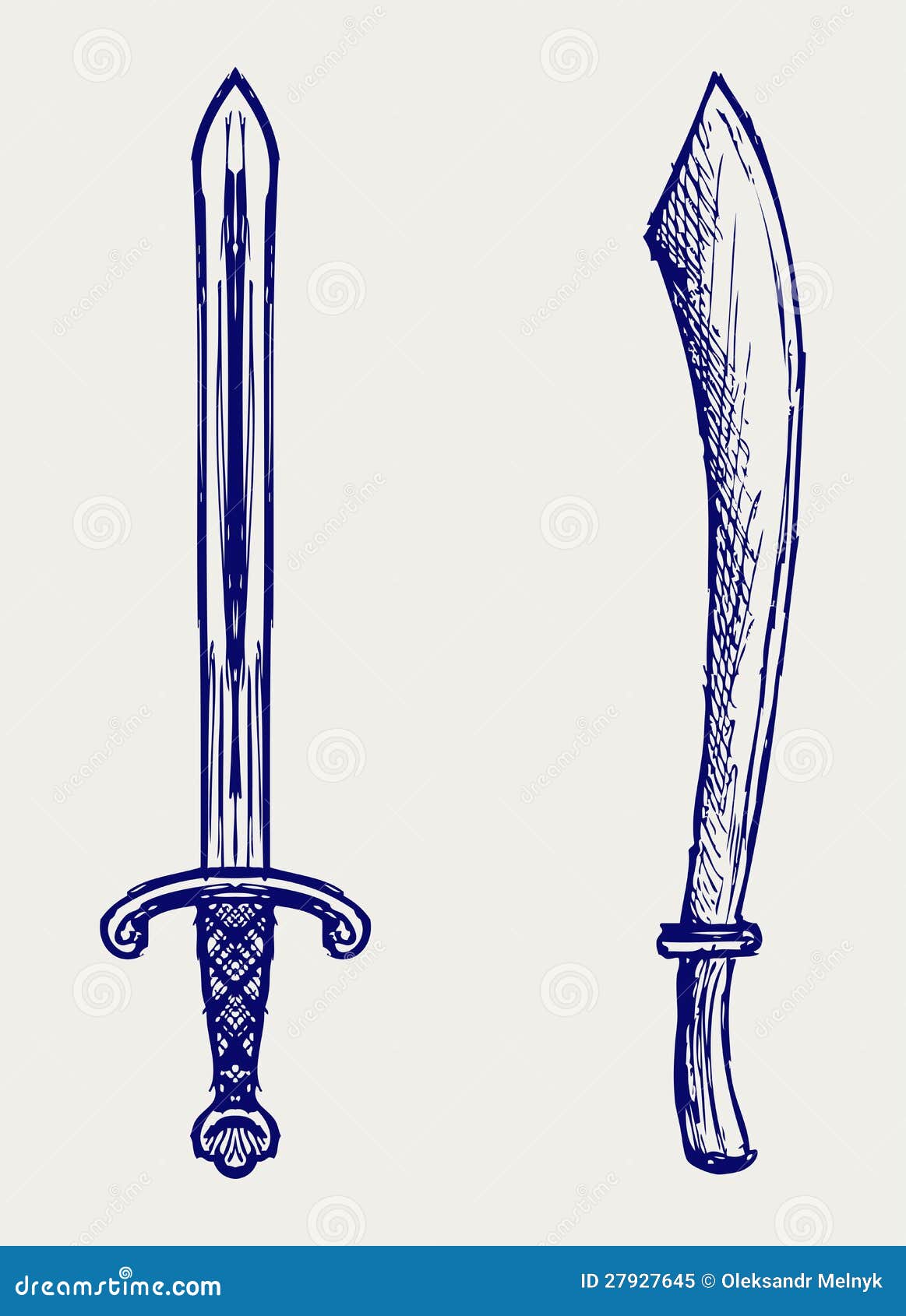 Ornamental Dagger. Doodle Style Stock Vector - Illustration of antique ...
