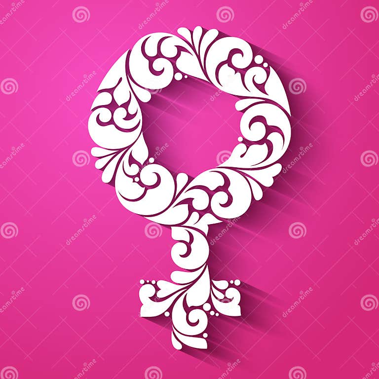 Ornamental Decorative Gender Female Symbol Stock Vector Illustration