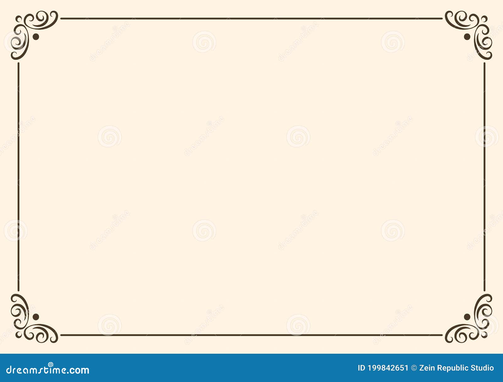 Ornamental Decorative Page Frame. Vector Line Style Border Template ...