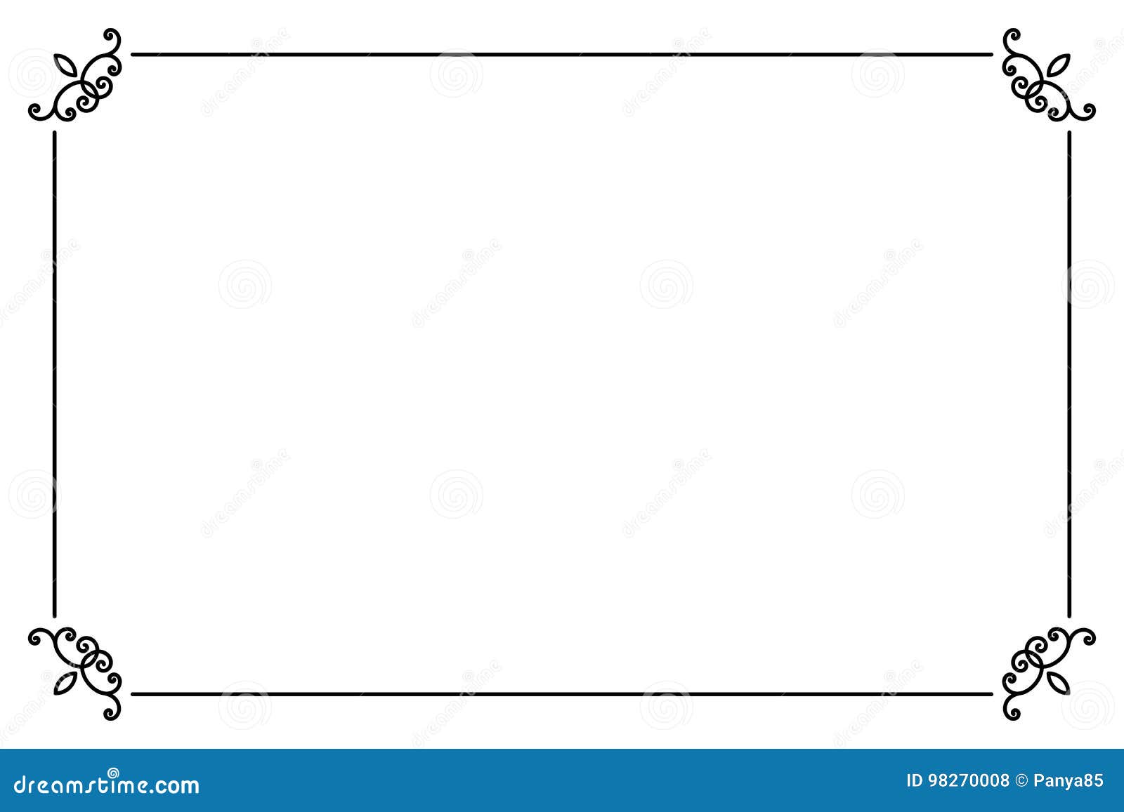 Ornamental Decorative Page Frame. Vector Line Style Border Template ...