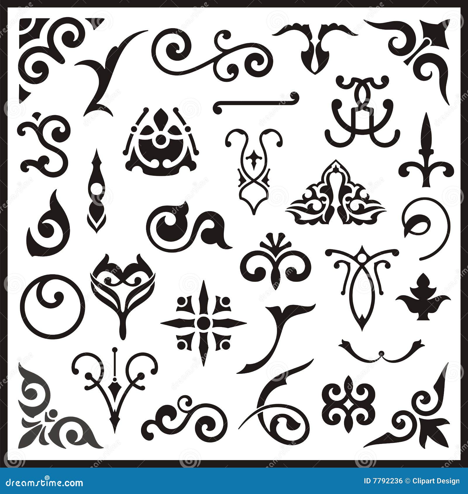 Ornamental design elements stock illustration. Illustration of scroll ...