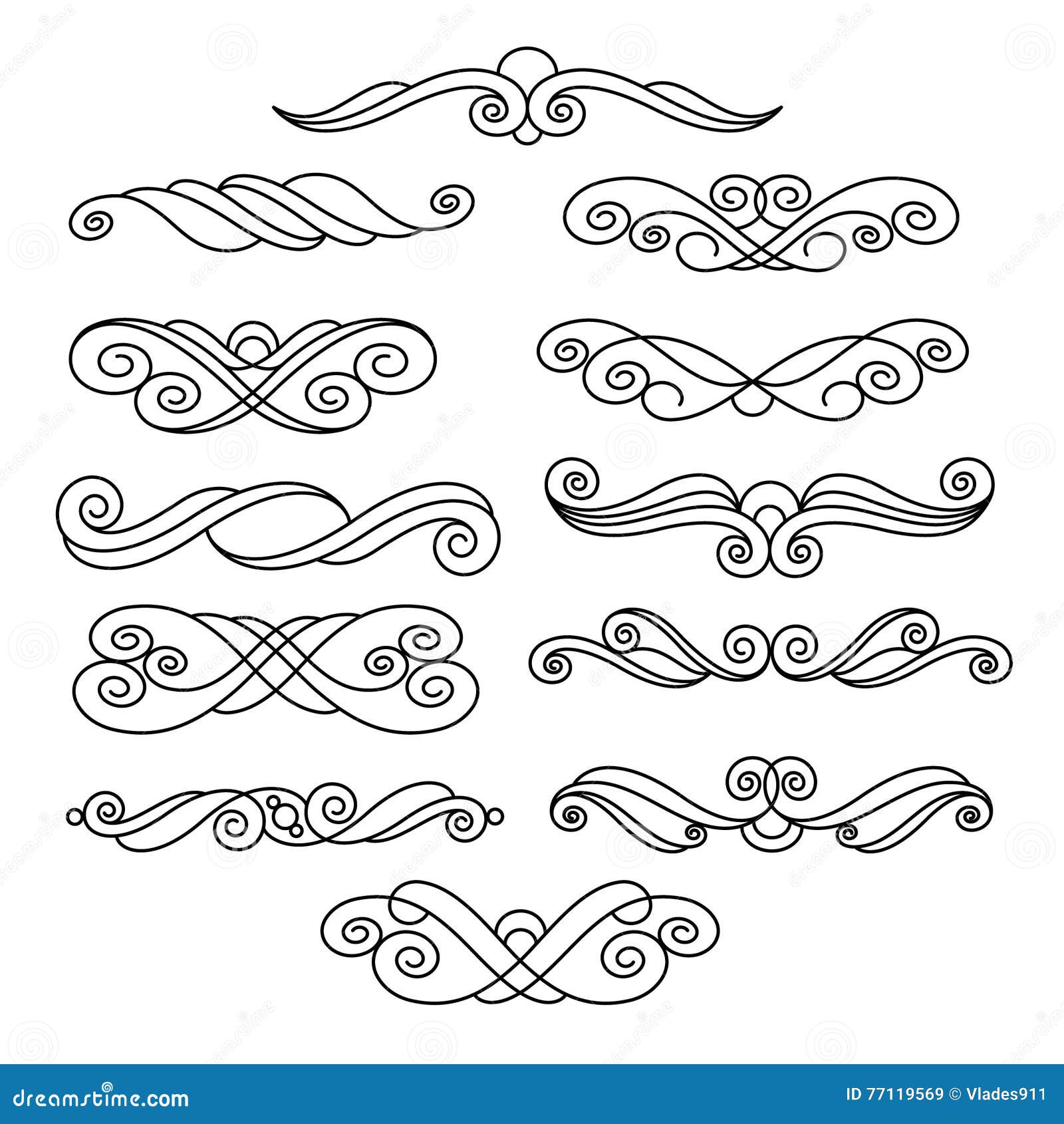 Ornamental Design Elements, Series.Black White.Vector . Stock Vector ...