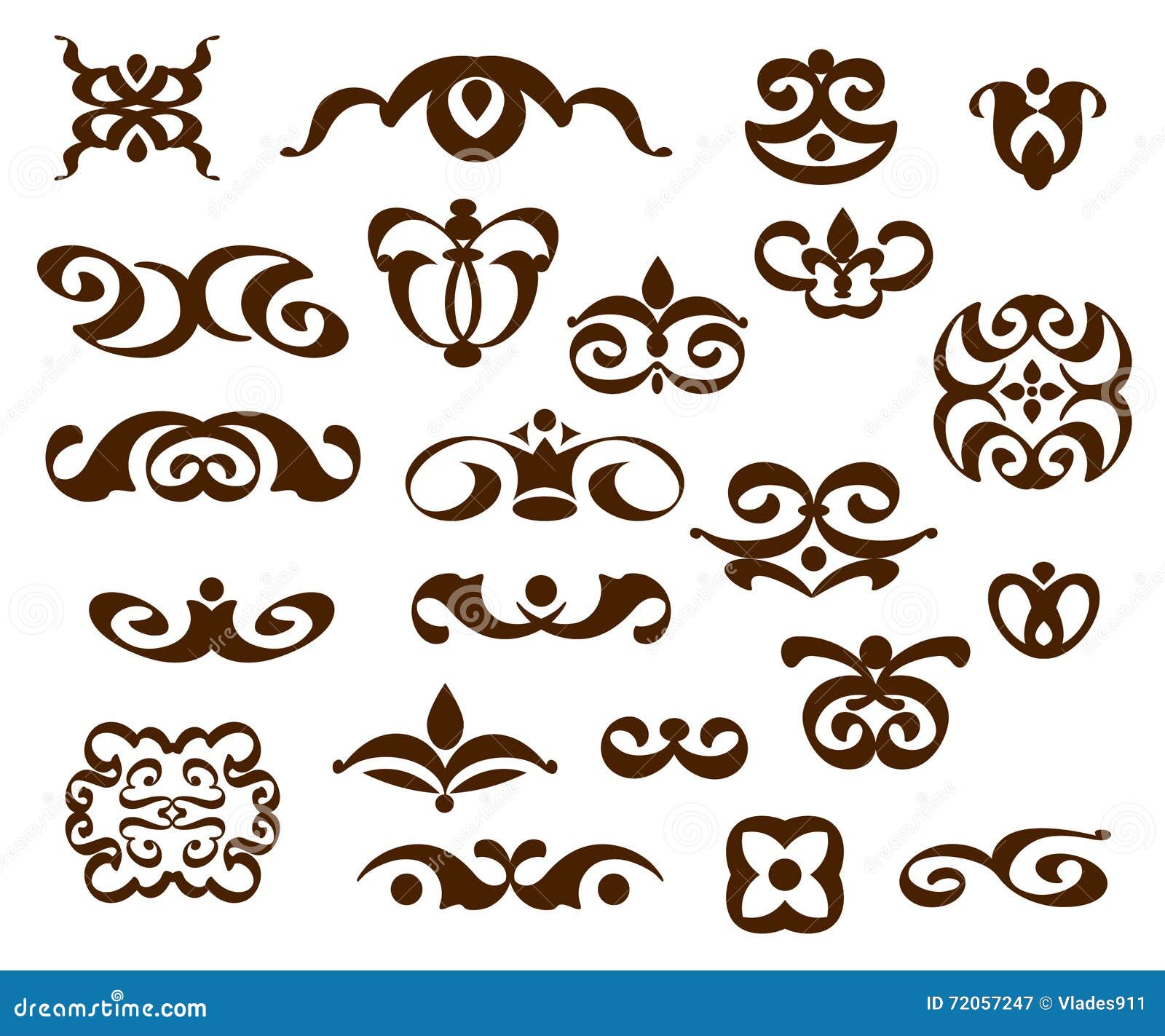 Ornamental Design Elements, Series.Brown. Stock Vector - Illustration ...
