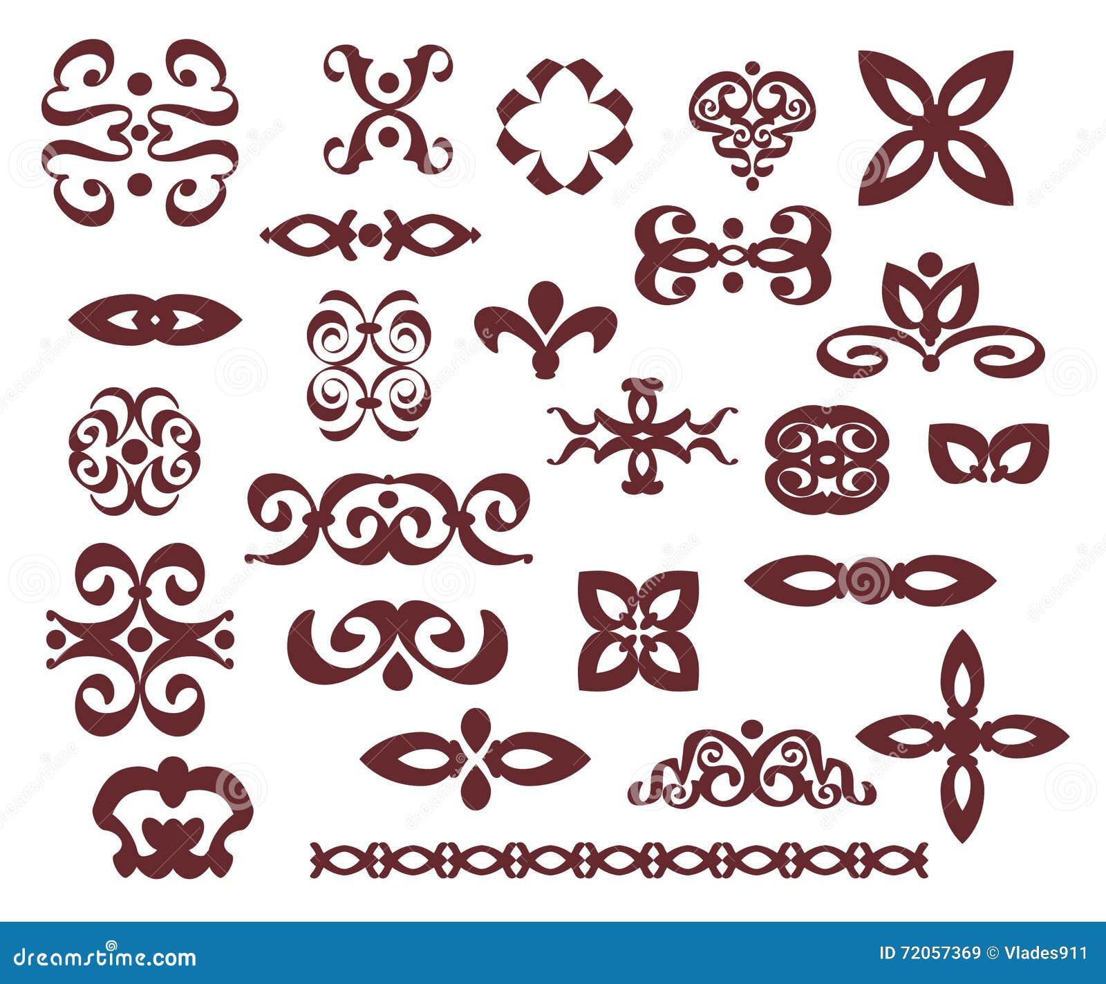 Ornamental Design Elements, Series.Brown. Stock Vector - Illustration ...