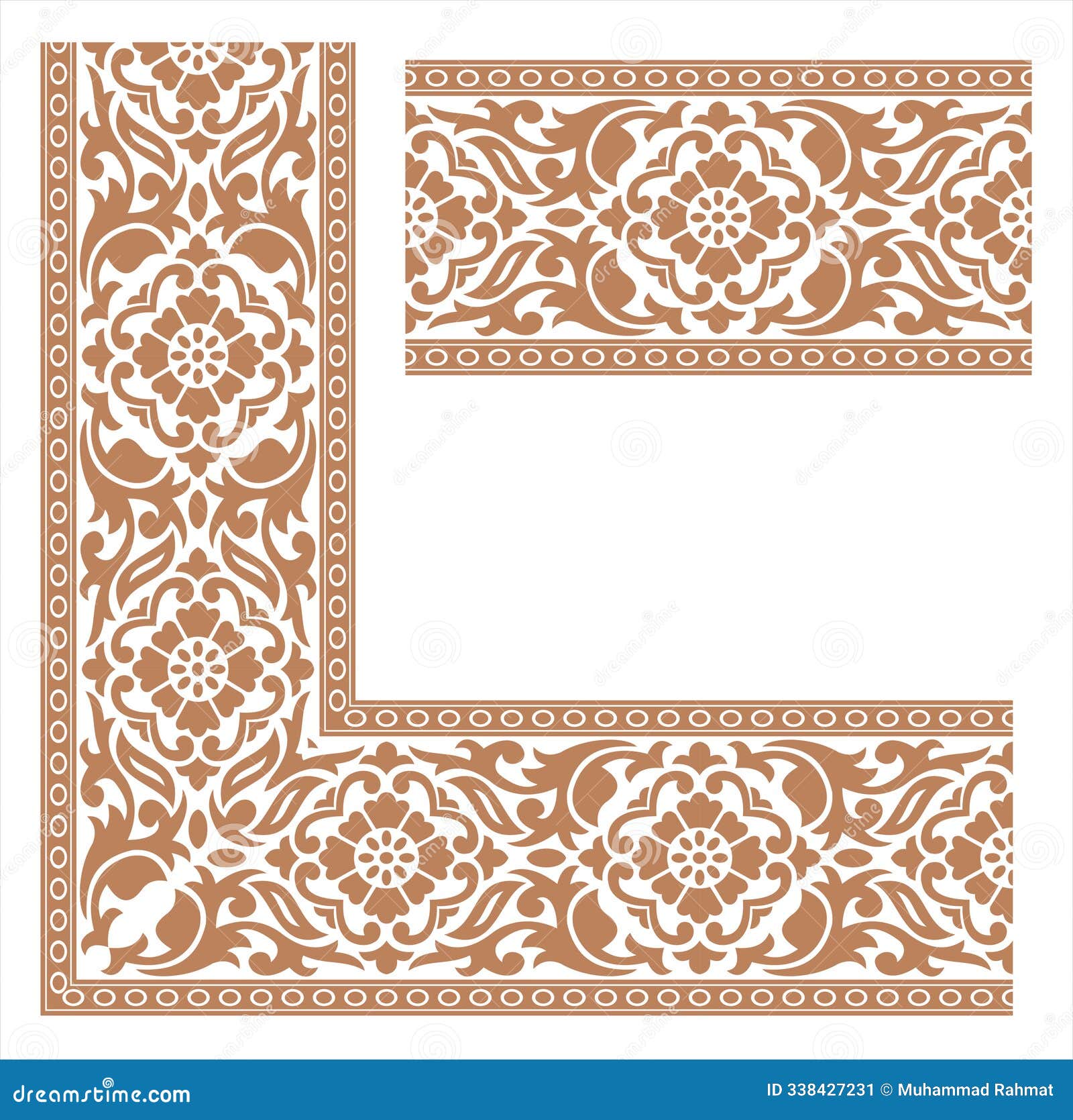 Ornamental Design Pattern on Frame Corner Border, Batik Floral Design ...