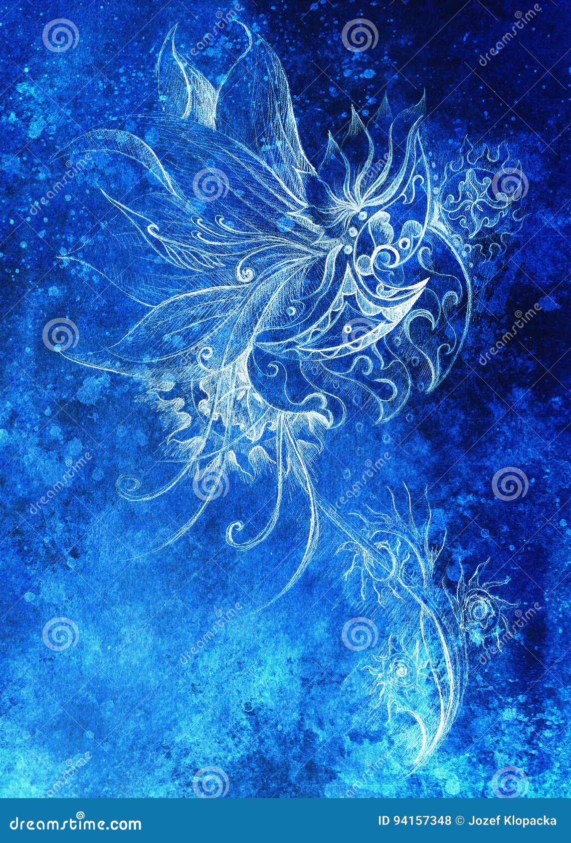 Ornamental Drawing. Original Hand Draw and Computer Collage. Color ...