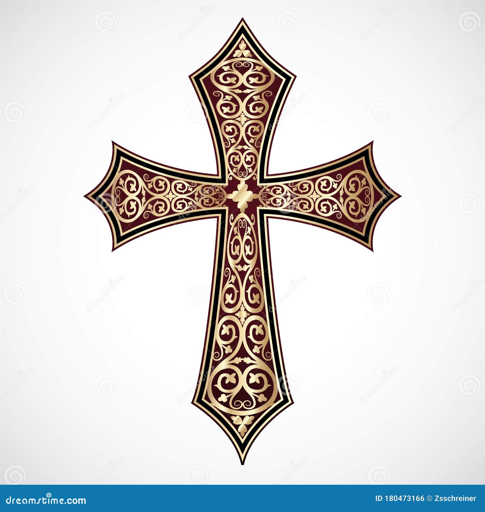 Ornamental Elegant Golden Cross Stock Vector - Illustration of ...