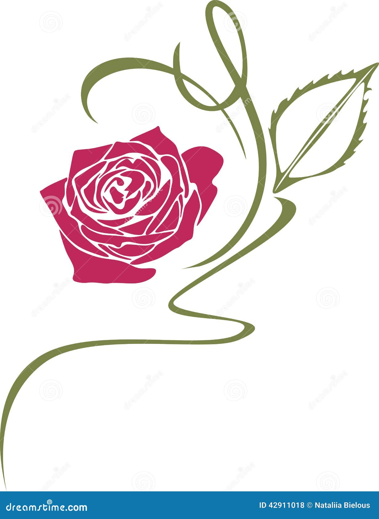 Ornamental Element with Stylized Rose Stock Vector - Illustration of ...