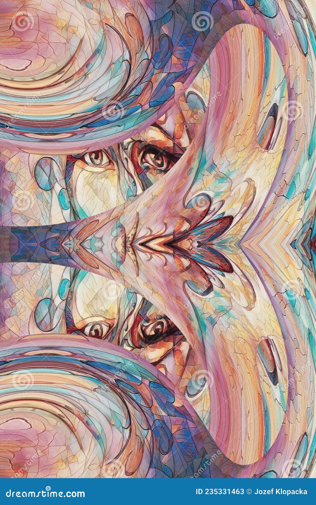 Ornamental Face on Abstract Background. Stock Illustration ...