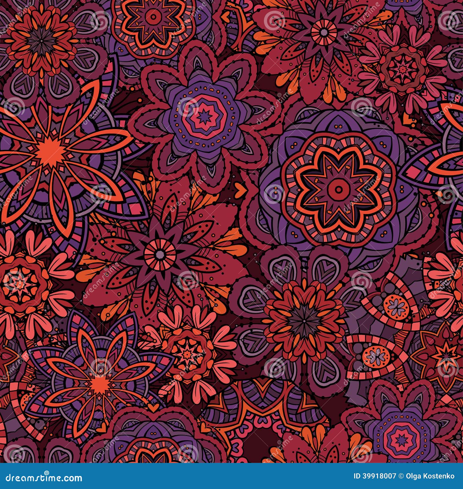 Ornamental Fantasy Floral Seamless Pattern Stock Vector - Illustration ...