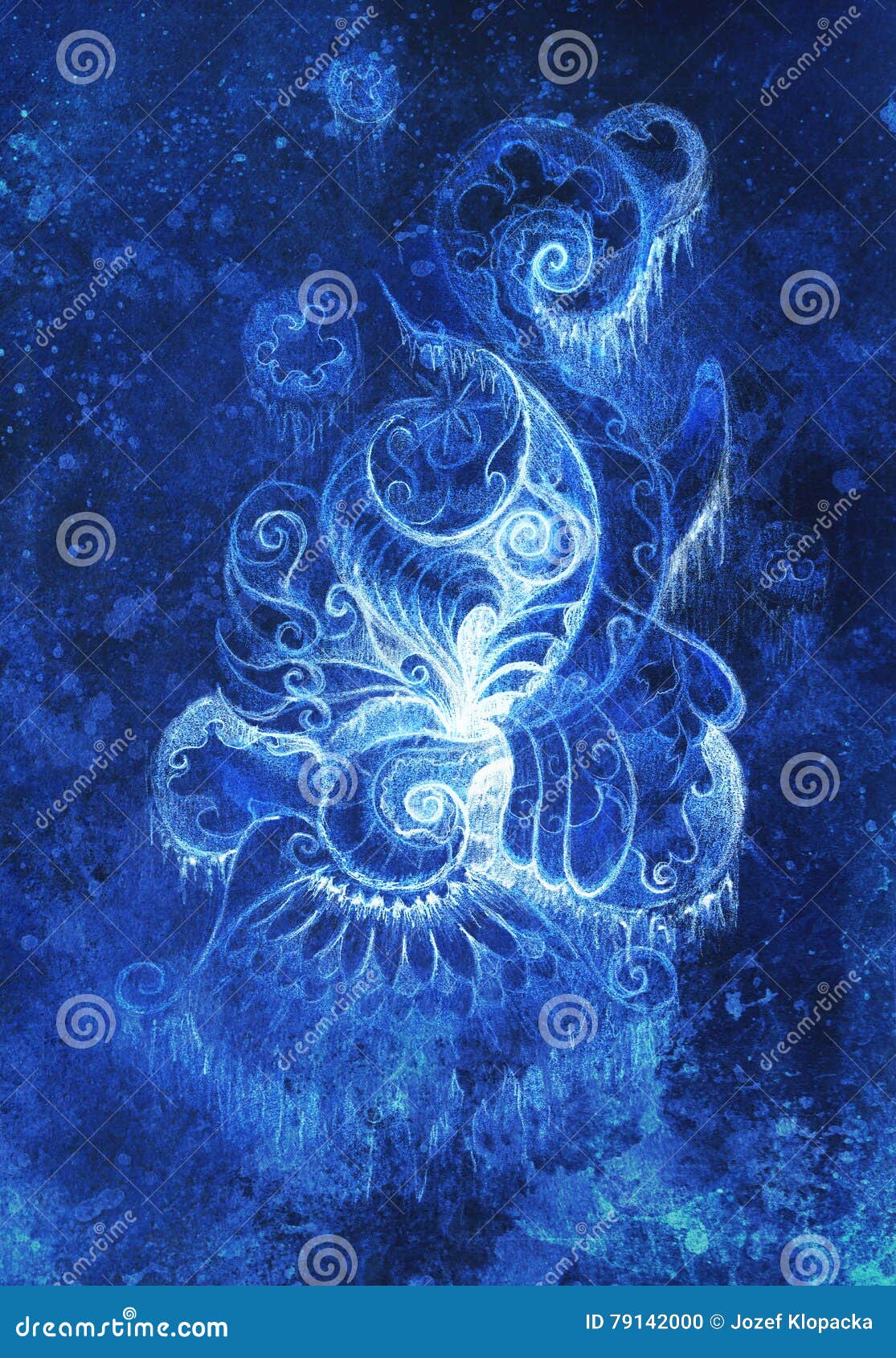 Ornamental Filigran Drawing On Paper With Flower And Flame Structure ...