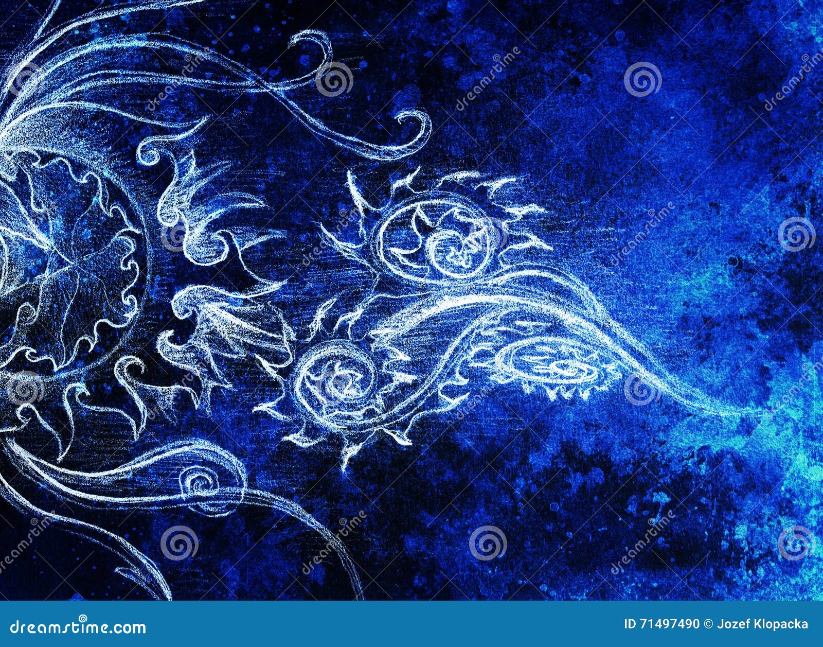 Ornamental Filigran Drawing On Paper With Flower And Flame Structure ...