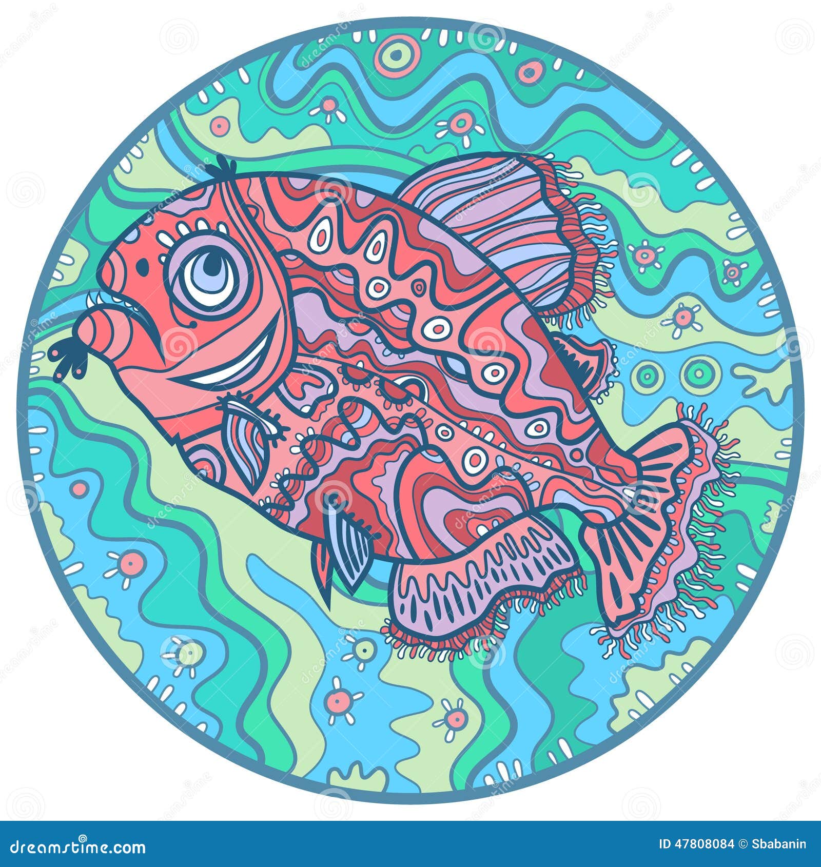 Ornamental Fish in a Circle Stock Vector - Illustration of design ...