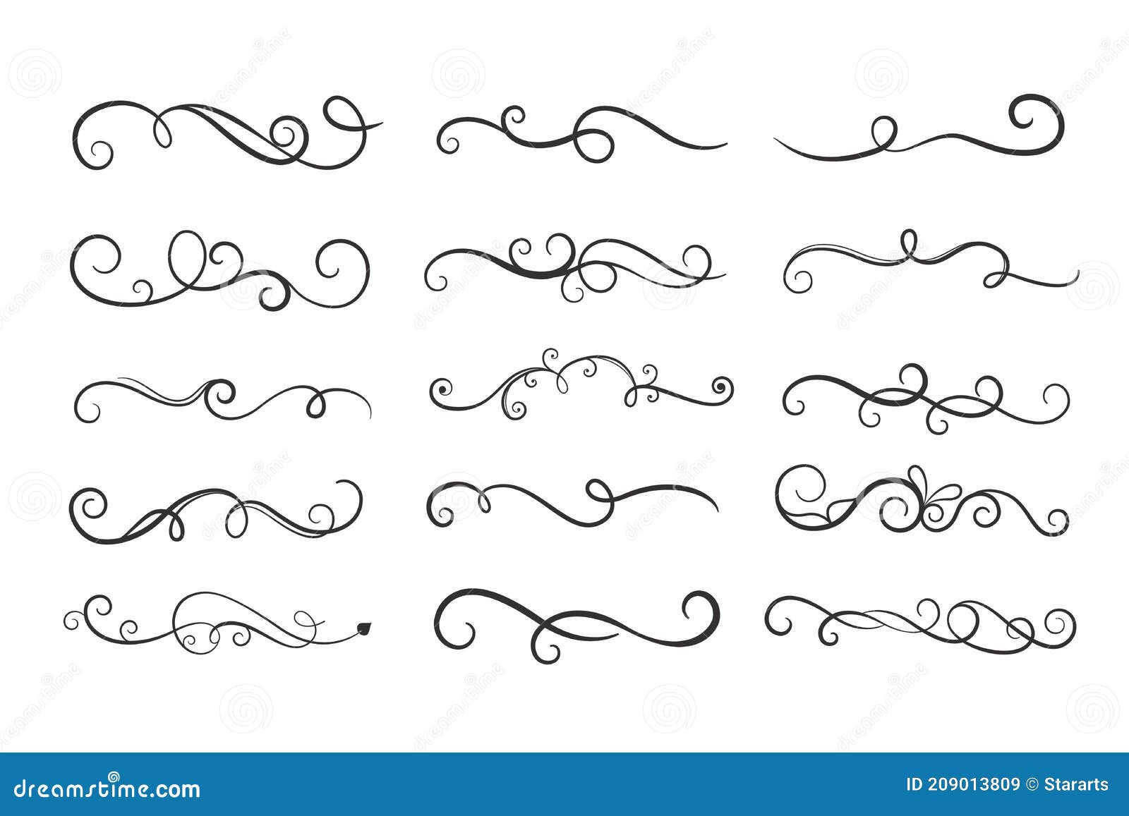 Ornamental Floral Curls Borders Mega Set Stock Vector - Illustration of ...