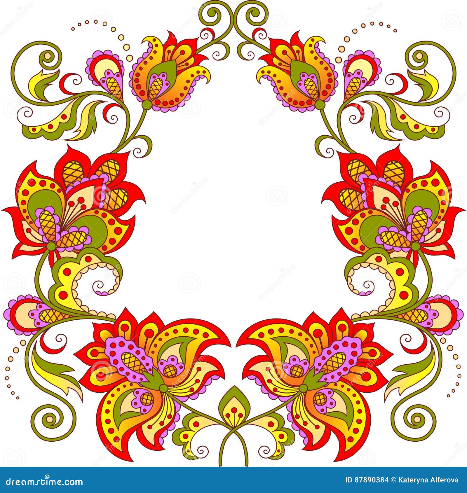 Ornamental Floral Oval Frame Stock Vector - Illustration of bright ...