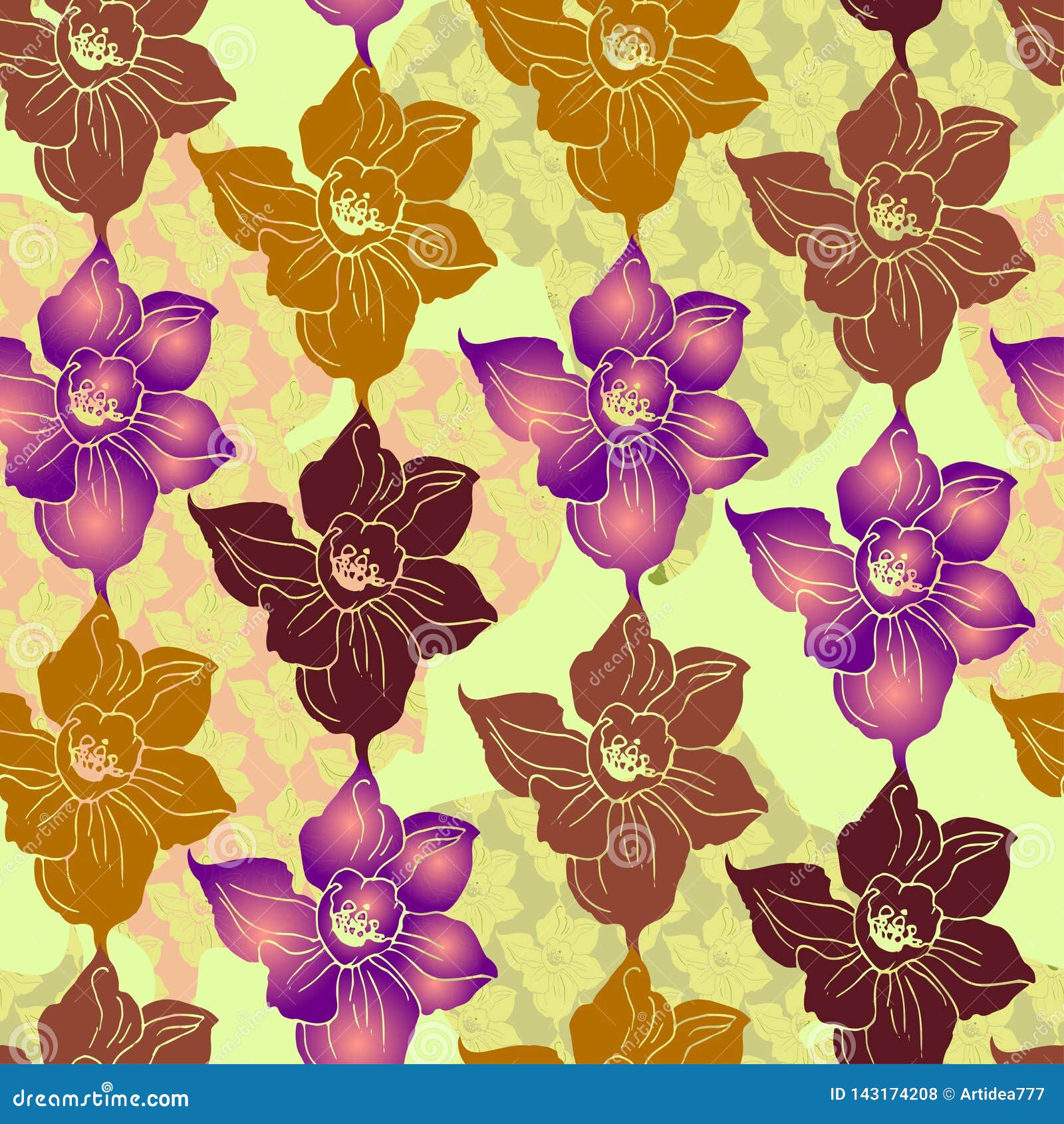 Ornamental Floral Printed Seamless Pattern in Patchwork Style Stock ...