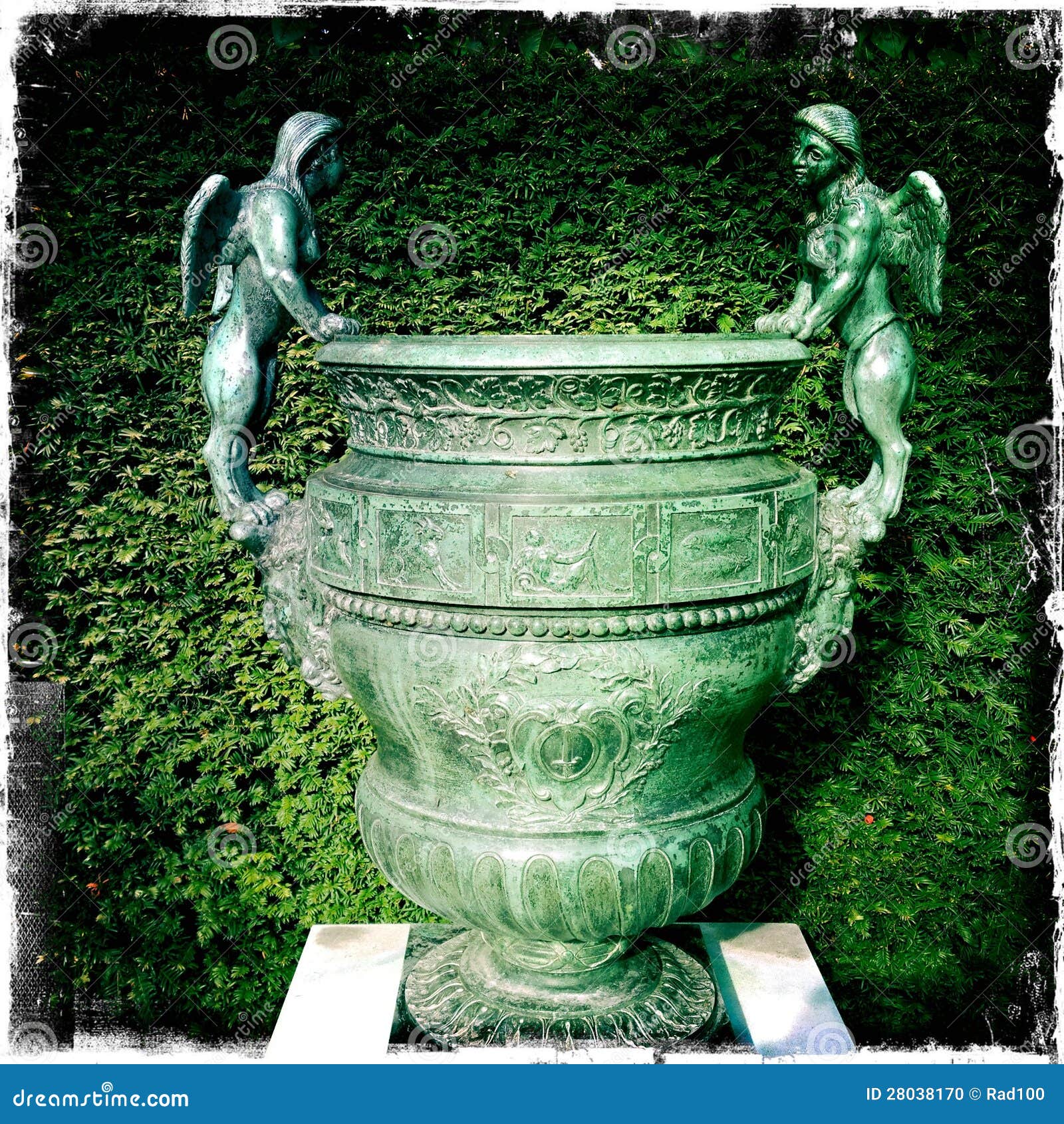 Ornamental Flower Pot with Angels Stock Photo - Image of park, angels ...