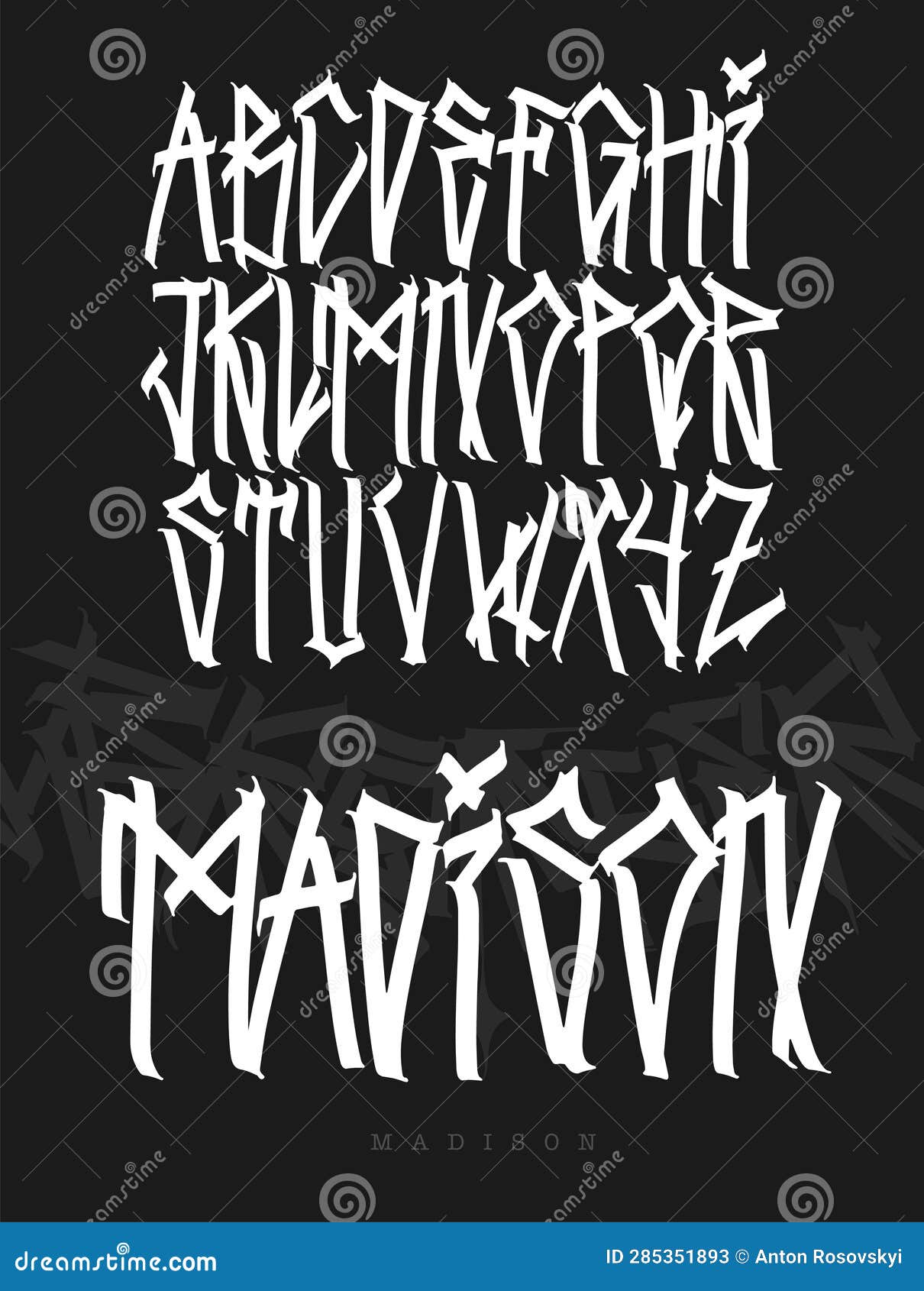 Ornamental Font, Handwritten Typography Vector Illustration Stock ...