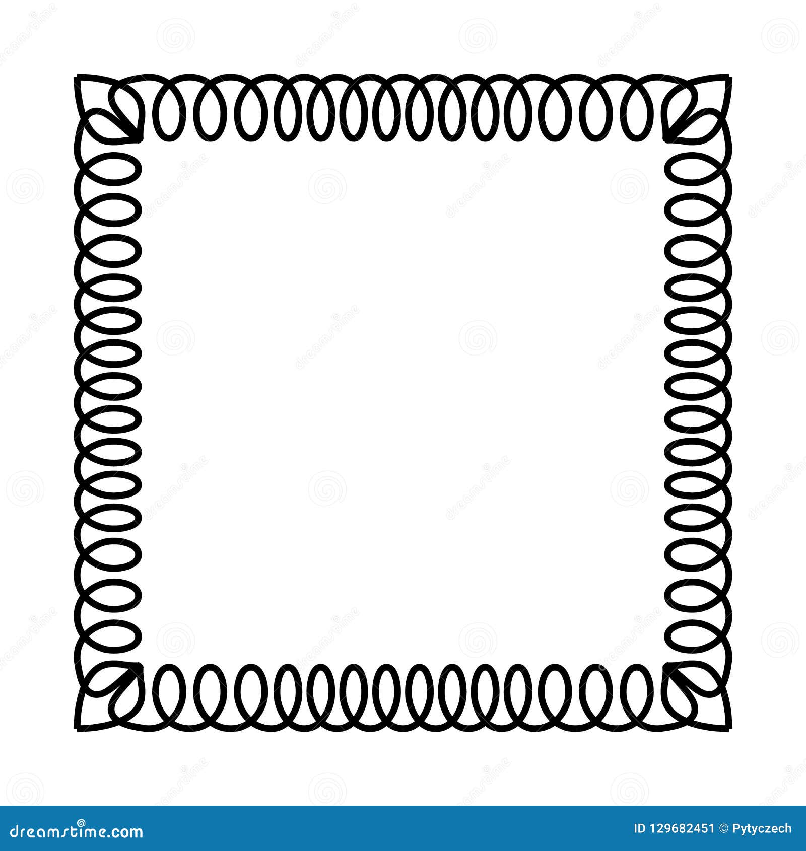 Ornamental Frame - Black Telephone Spiral Cable. Simple Flat ...