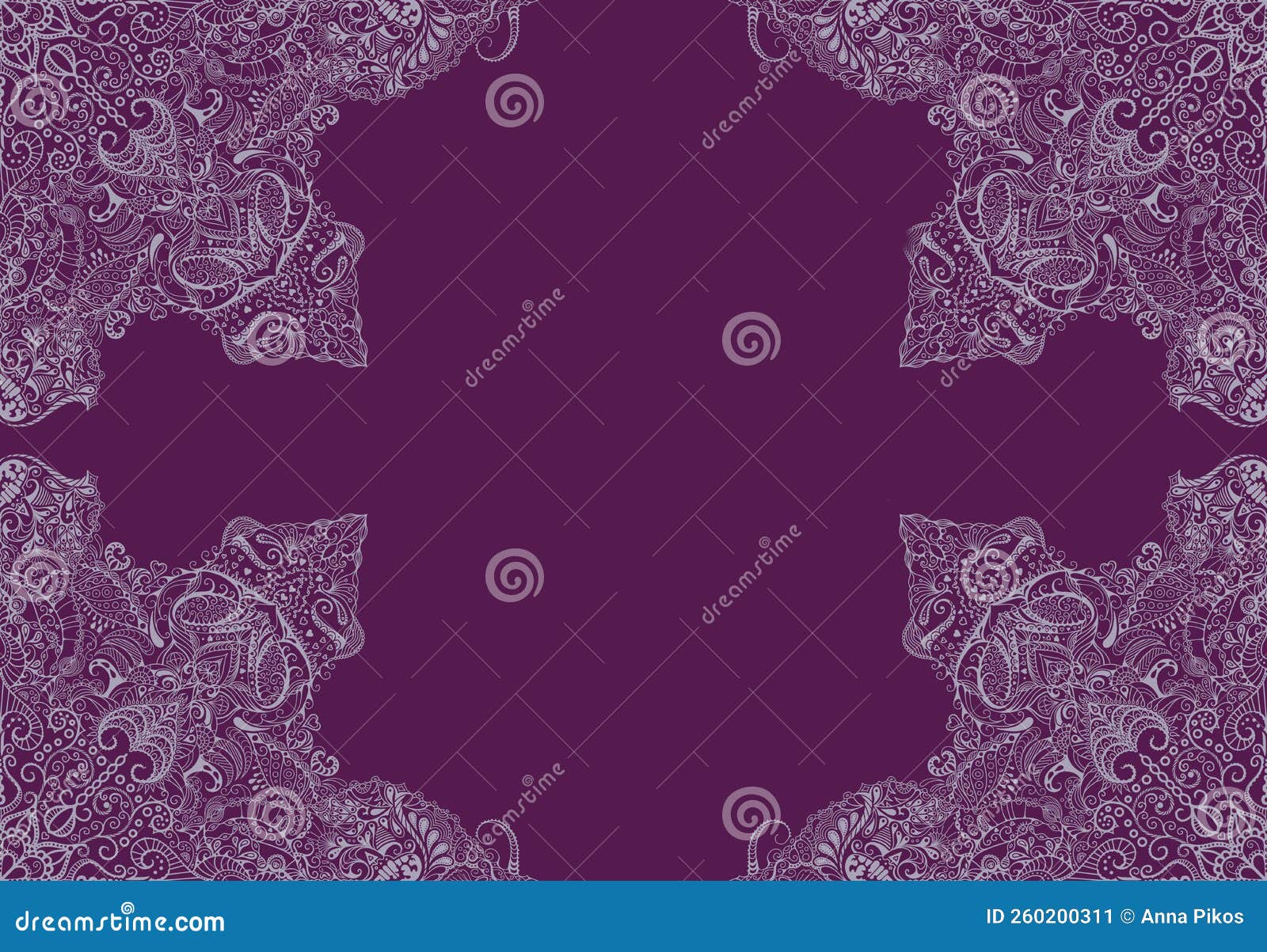 Ornamental Frame. Decorative Mandala Border - Light Lines on Dark ...