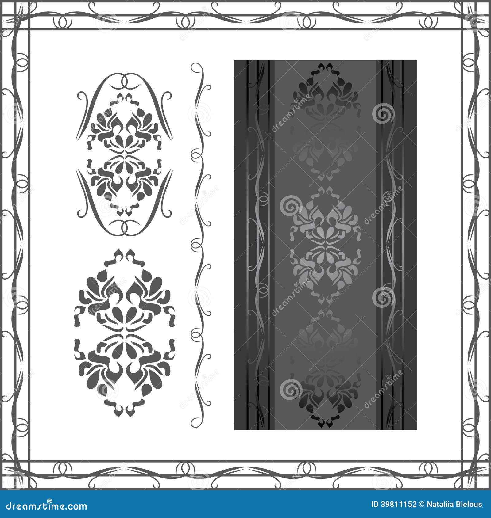 Ornamental Frame and Elements for Design Stock Vector - Illustration of ...