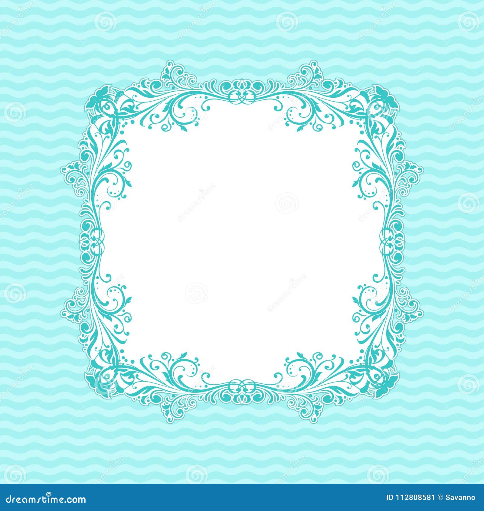 Ornamental Frame on Light Blue Wave Background Stock Vector ...
