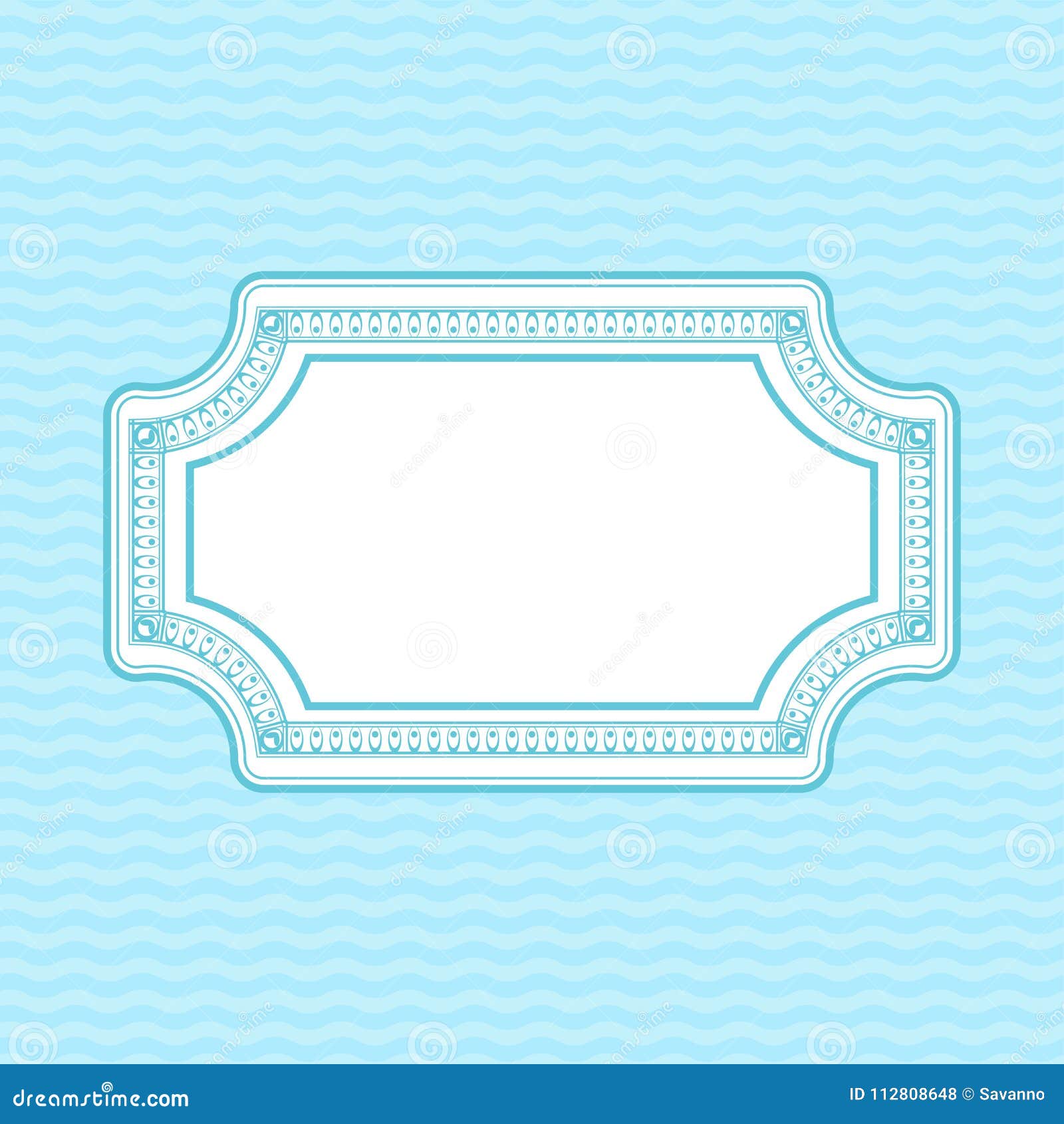 Ornamental Frame on Light Blue Wave Background Stock Vector ...