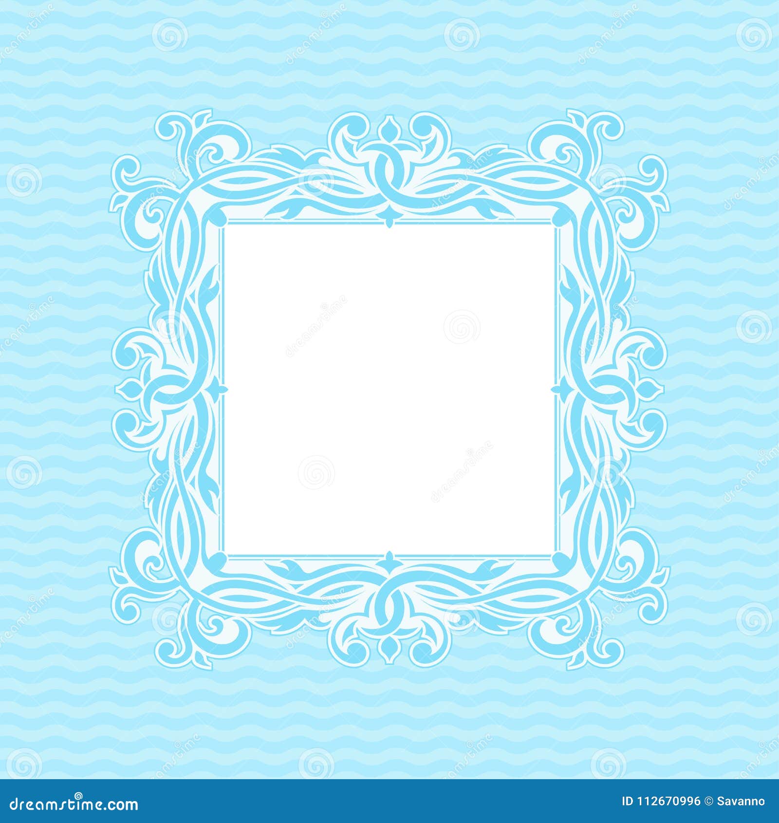 Ornamental Frame on Light Blue Wave Background Stock Vector ...