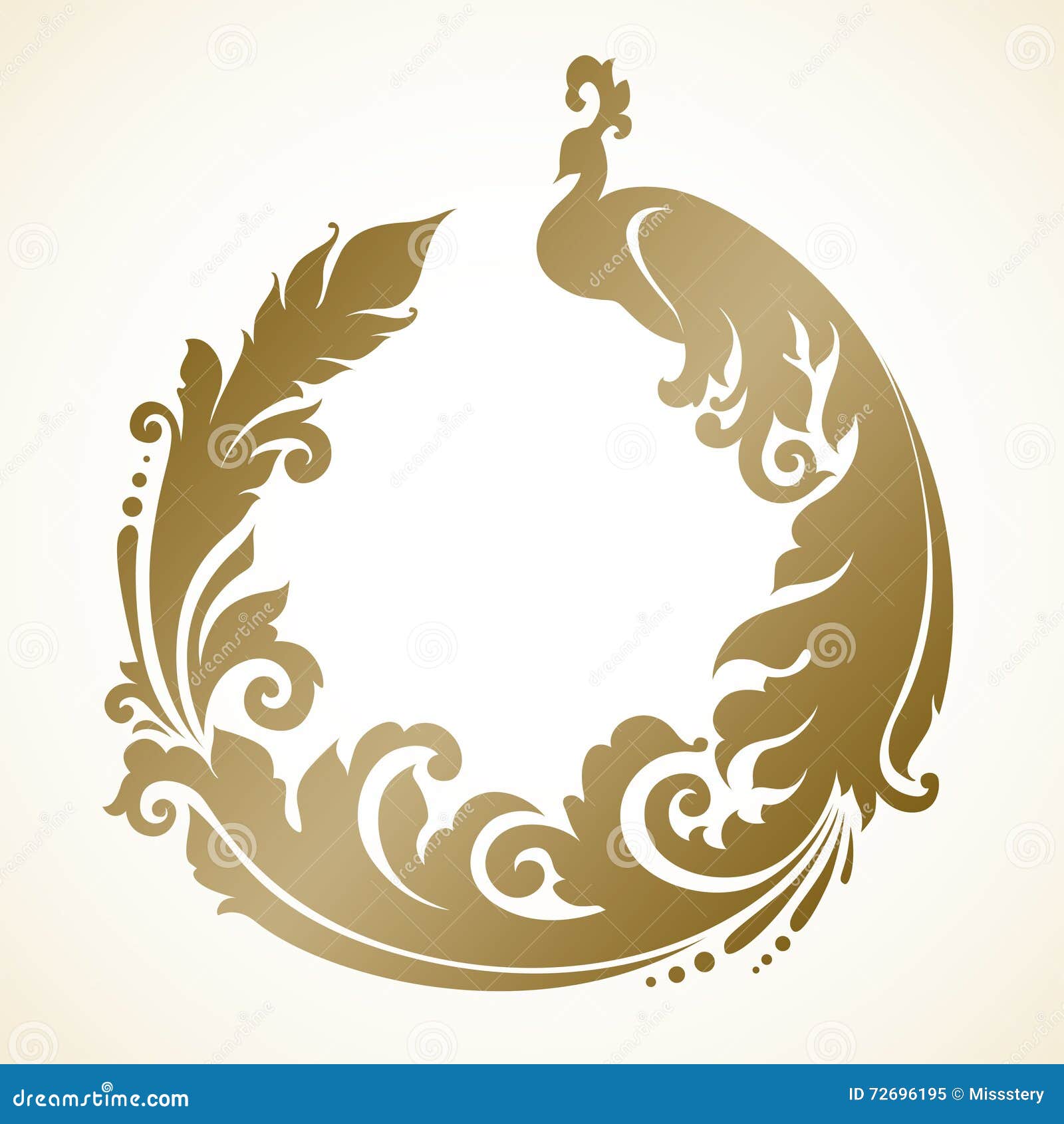 Ornamental Frame with Peacock Stock Vector - Illustration of curve ...