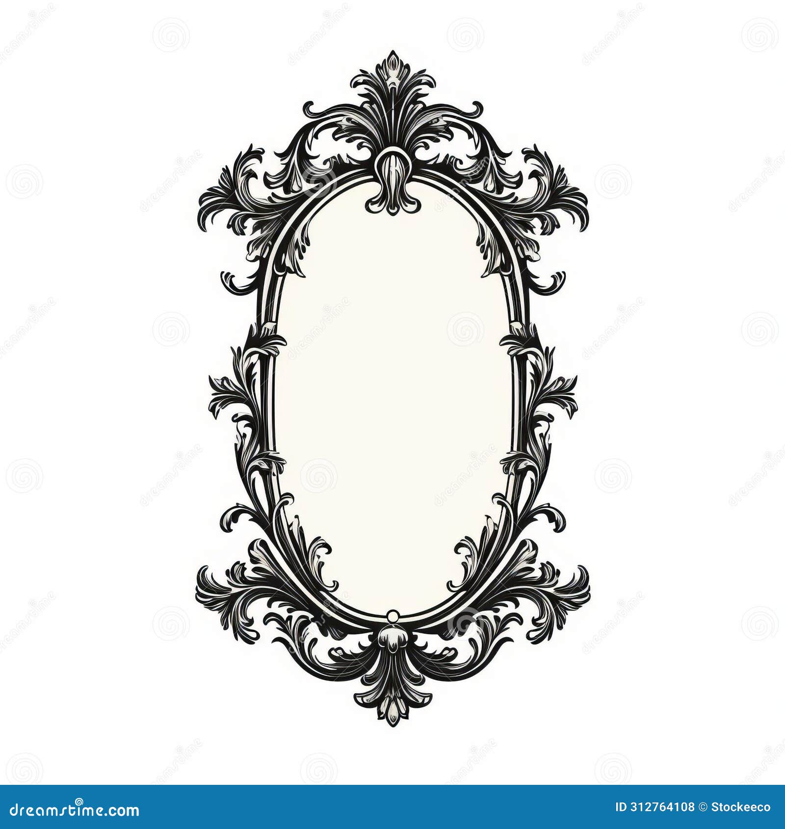 Vintage Ornate Mirror Frame Vector In Brian Mashburn Style Stock ...