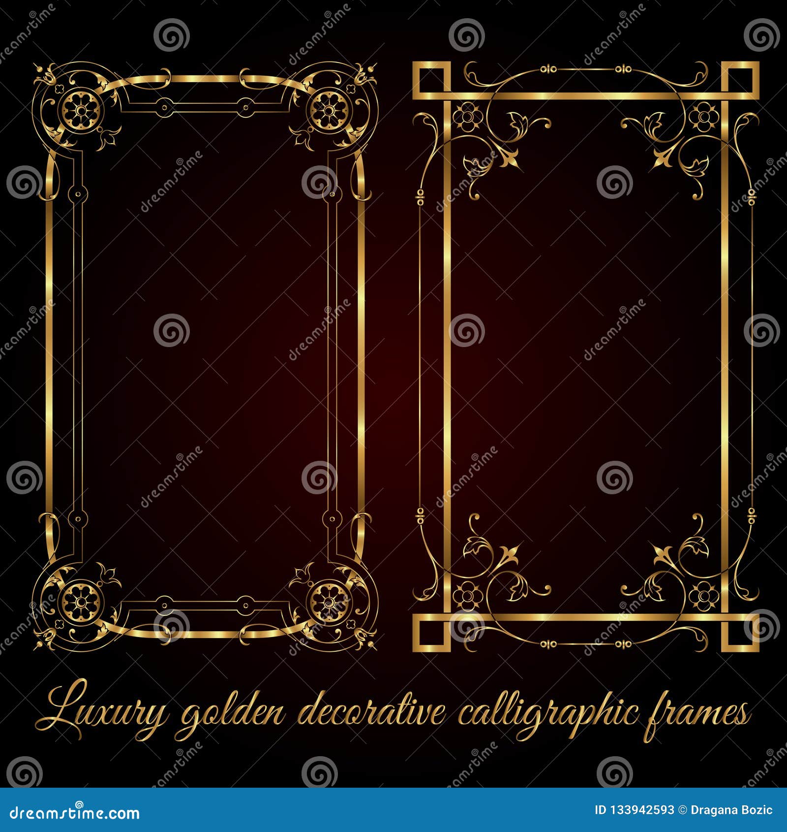 Luxury Golden Decorative Calligraphic Frames - Vector Set Stock Vector ...