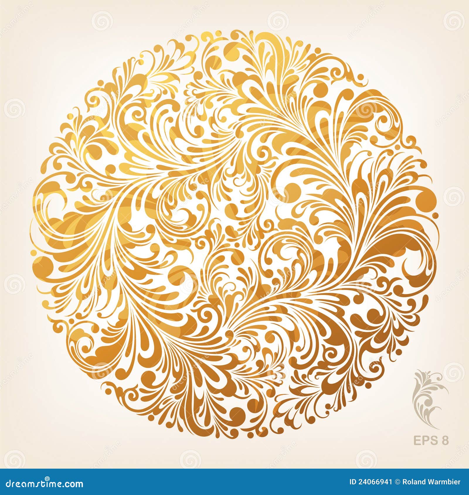 Ornamental Gold Circle Pattern Stock Vector - Illustration of classic ...