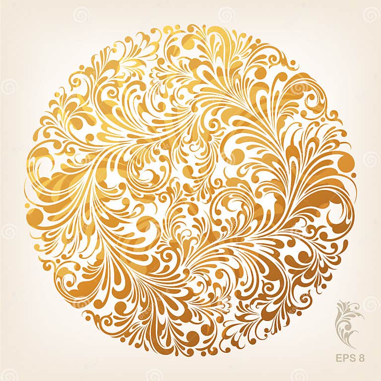 Ornamental Gold Circle Pattern Stock Vector - Illustration of classic ...
