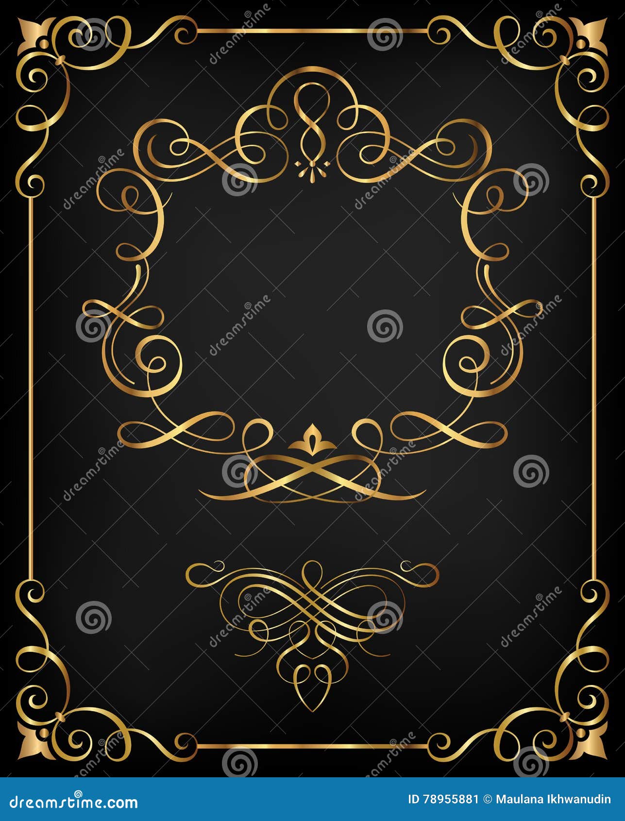 Ornamental Golden Calligraphic Frame Stock Vector - Illustration of ...