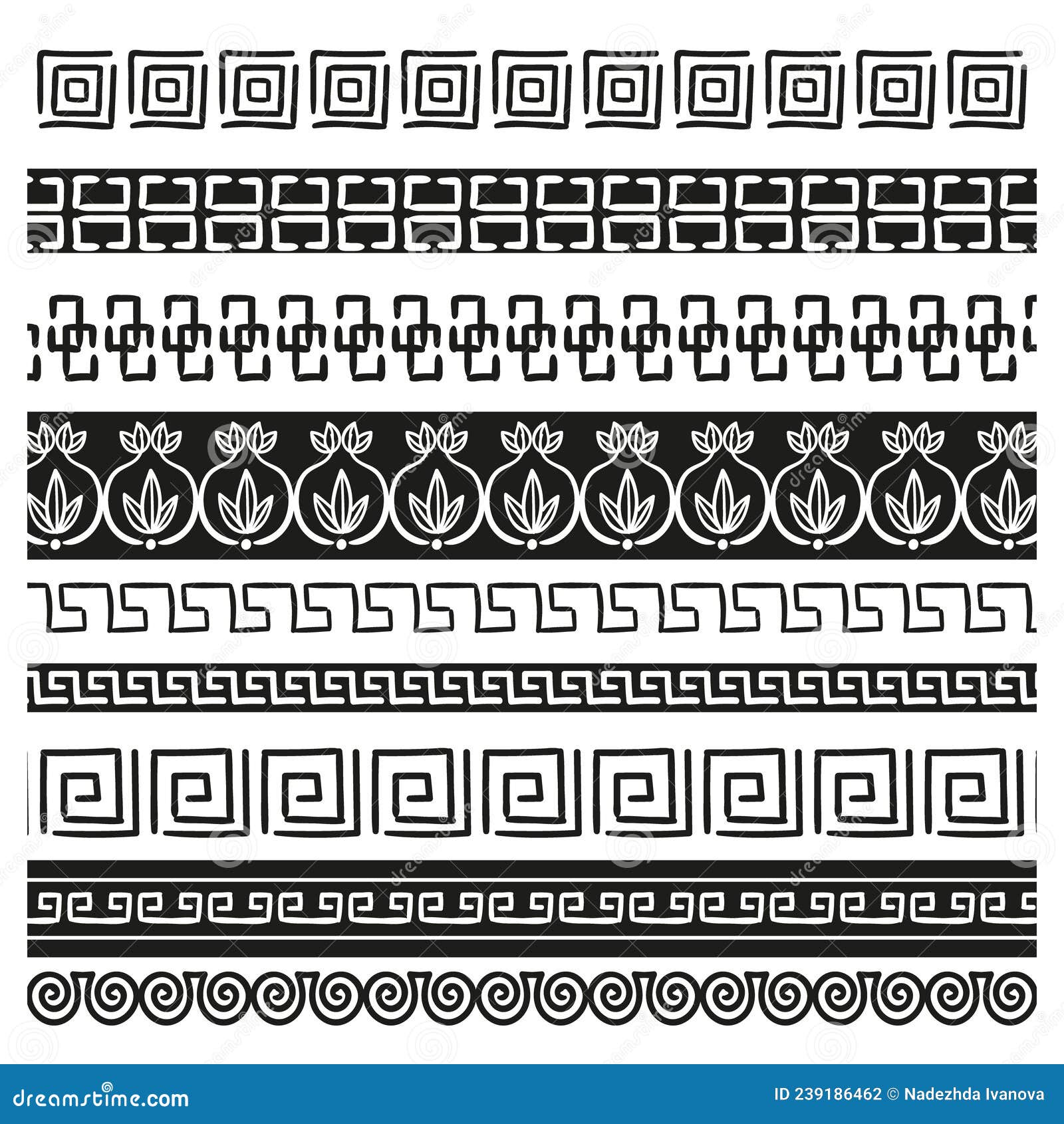 Ornamental Greek Border Set Vector Illustration. Stock Vector ...