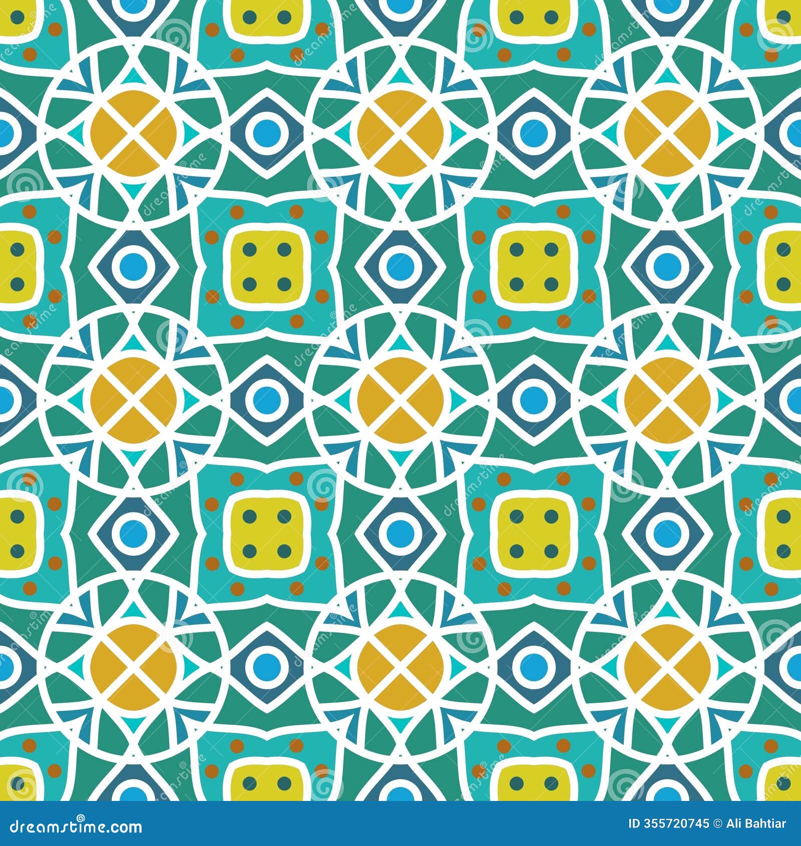 Ornamental Islamic Pattern in Mint and Yellow Suitable for Vibrant and ...