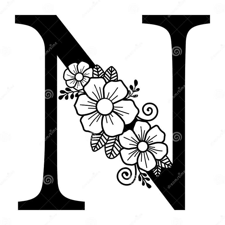 Luxurious and Stylized Fancy Letter N with a Leaf Flower, Eps Format ... Luxurious and Stylized Fancy Letter N with a Leaf Flower, Eps Format ...