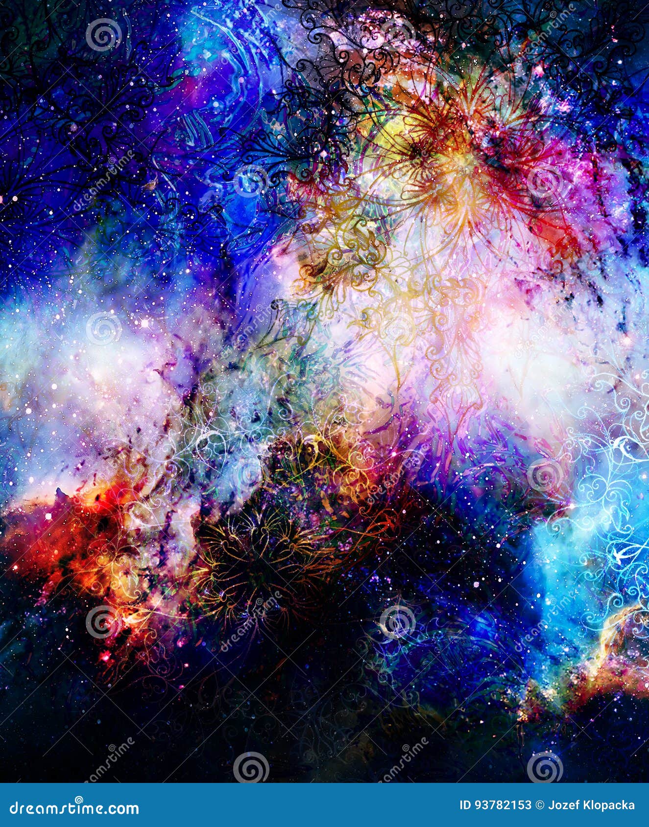 Ornamental Mandala in Cosmic Space, Graphic Effect. Stock Illustration ...